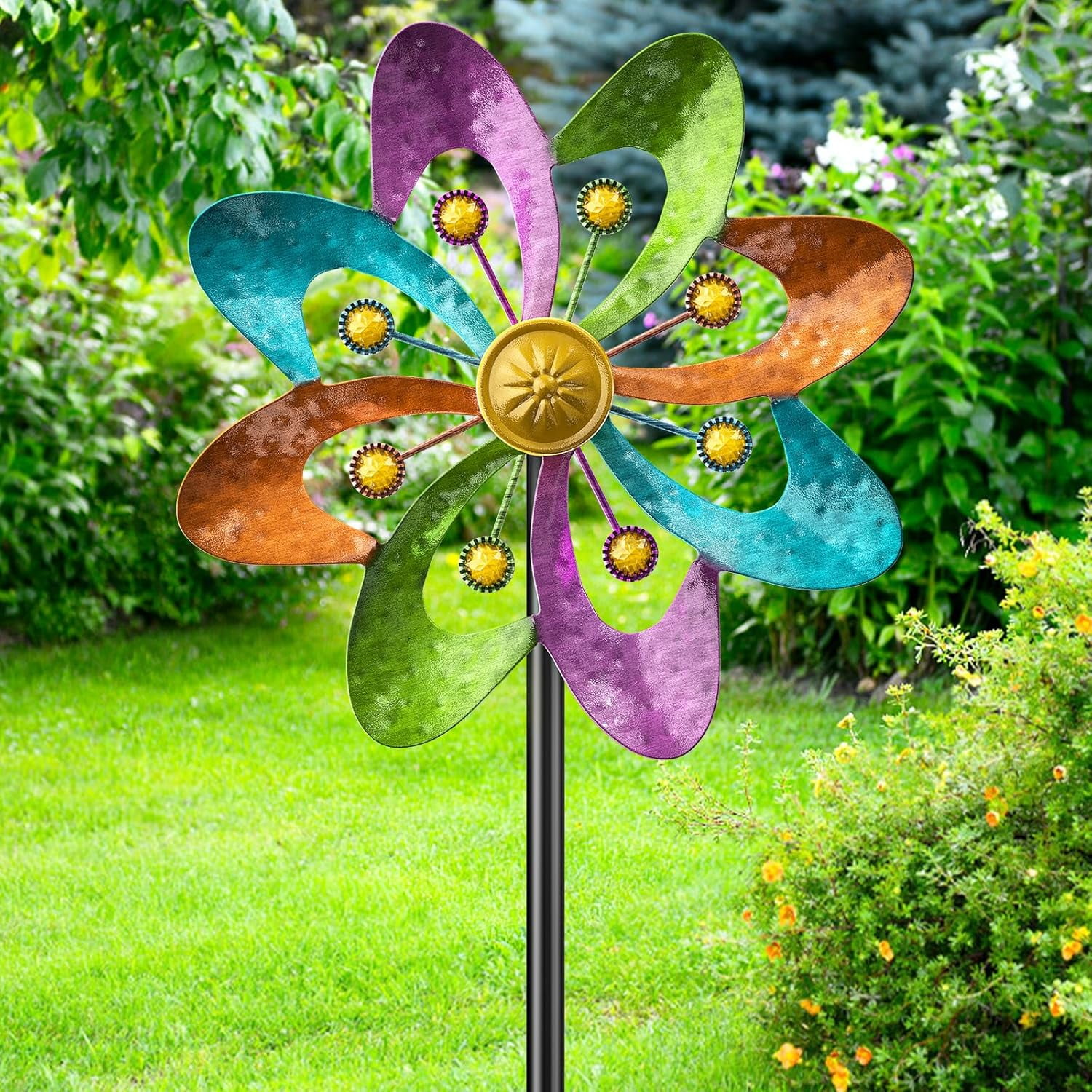 Metal Wind Spinners Outdoor, 360° Wind Sculpture Spinner with Metal ...