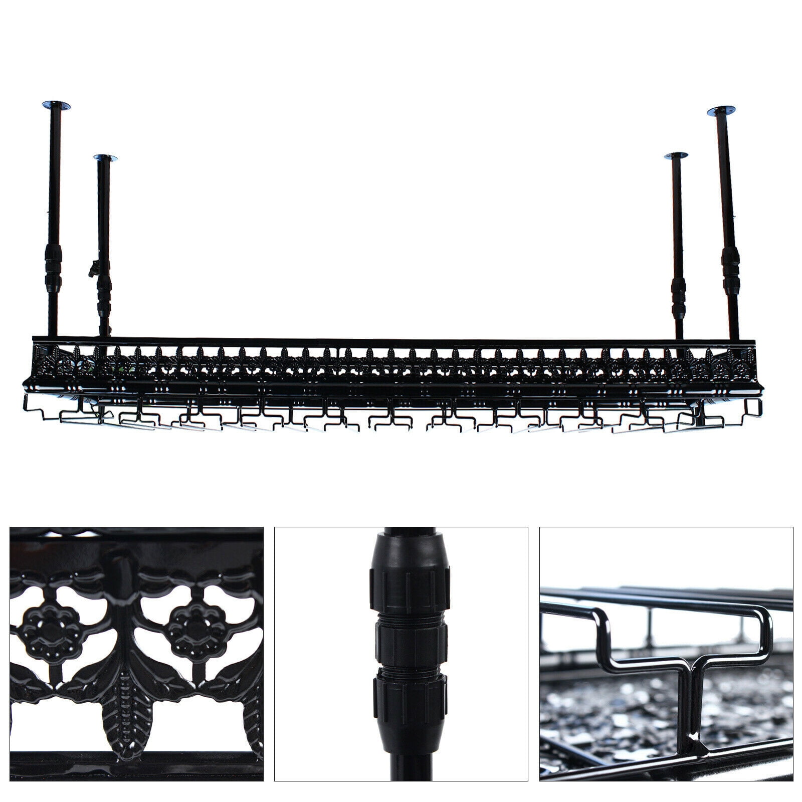 Metal Wine Glass Hanger Rack, Adjustable, 48 Goblet Storage, Wall ...