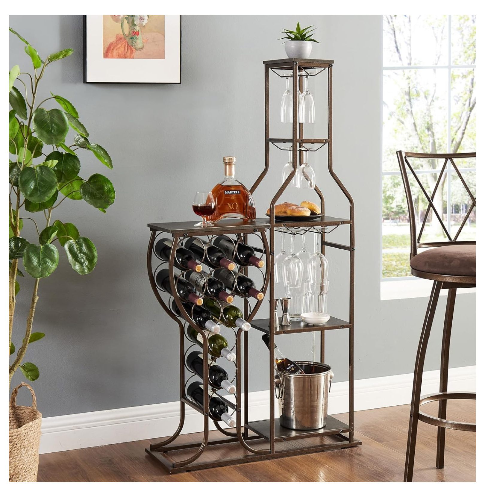 Metal Wine Rack,11 Bottle Wine Bakers Rack,display cabinet 5 Tier ...