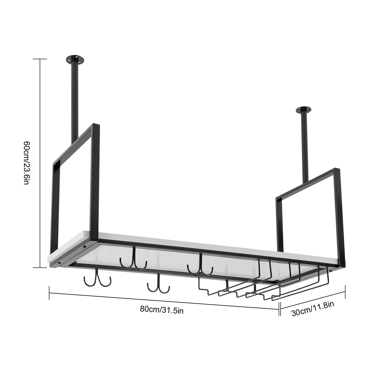 Metal Wine Rack Hanging Stemware Goblet Stand Ceiling Wine Glass ...