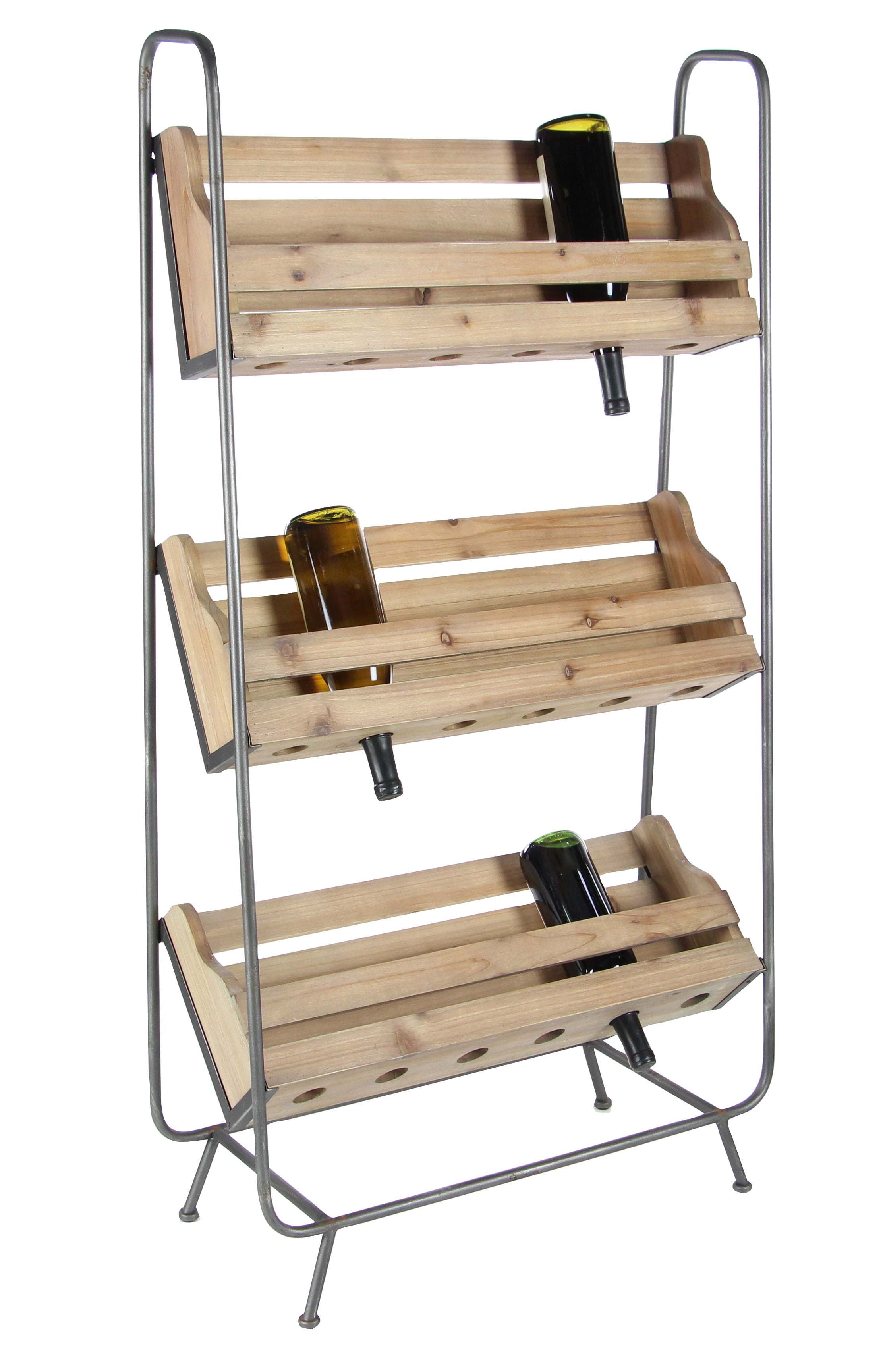 Metal Wine Rack, Natural Wood - Walmart.com