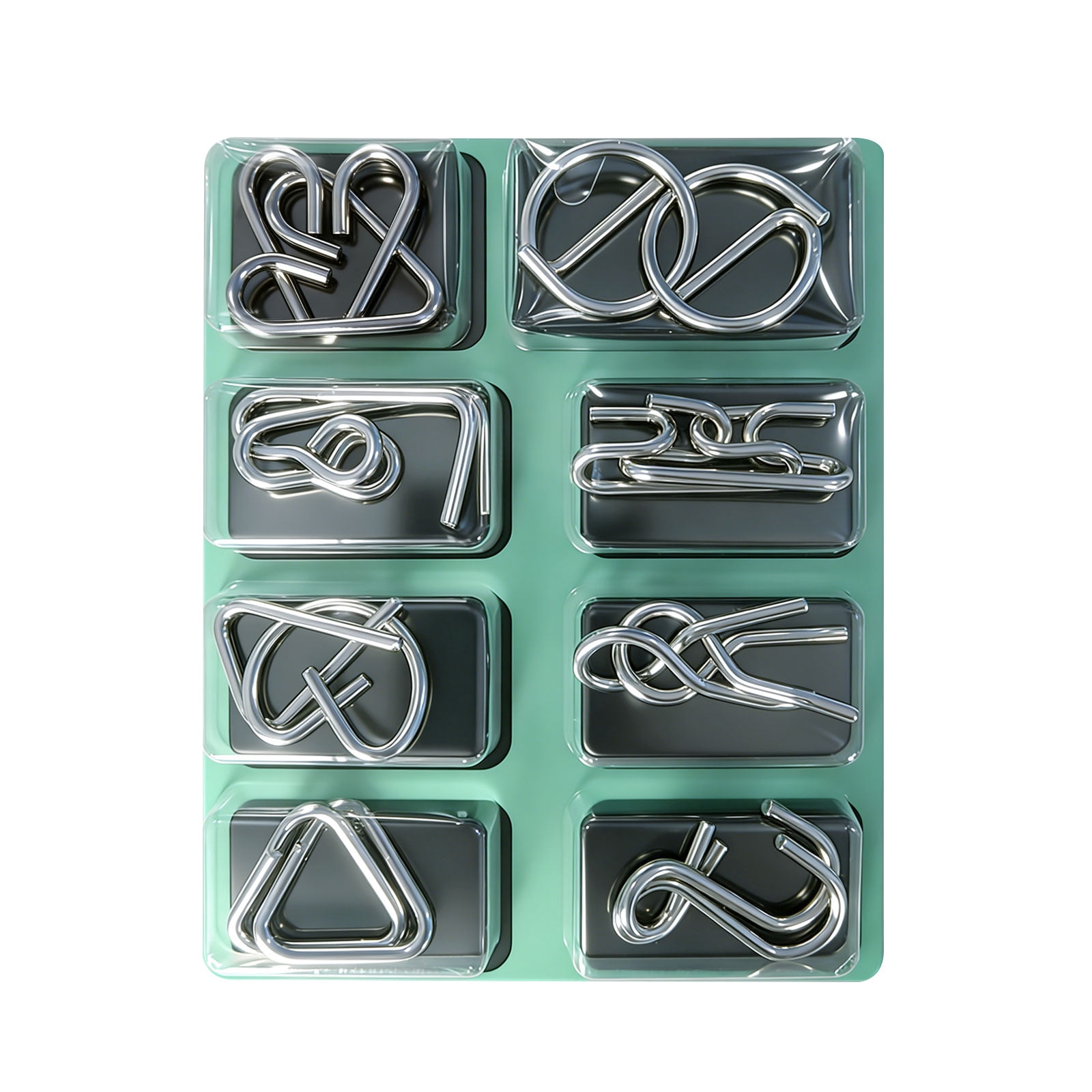 Metal Wire Brain Teaser Puzzle, Nine Linked Rings Disentanglement Toy ...