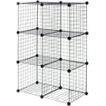 Metal Wire Cube 12-Cube Stackable Free Standing Cubby Organizer Modular ...