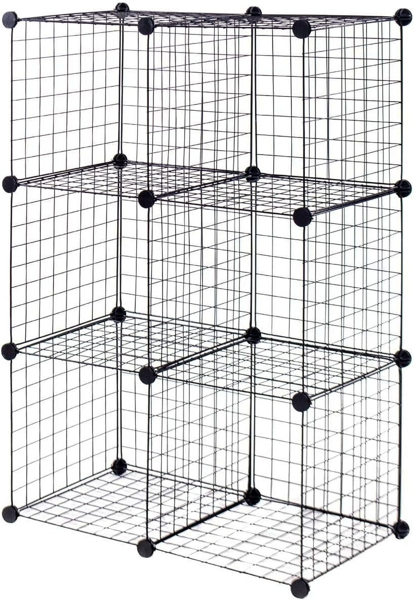 Metal Wire Cube 12-Cube Stackable Free Standing Cubby Organizer Modular ...