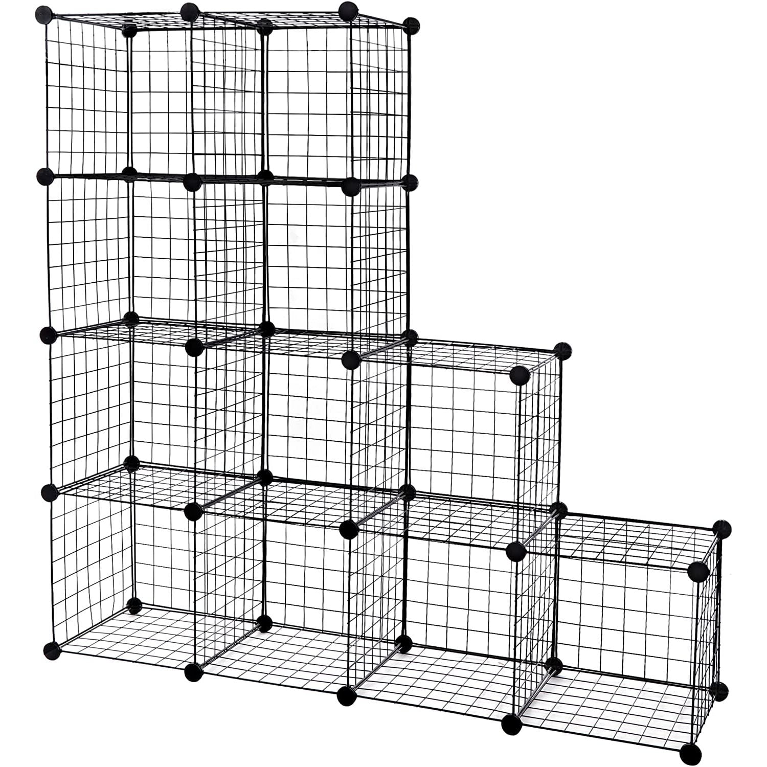Metal Wire Cube Storage Organizer, 12 Cubes DIY Modular Cabinet ...