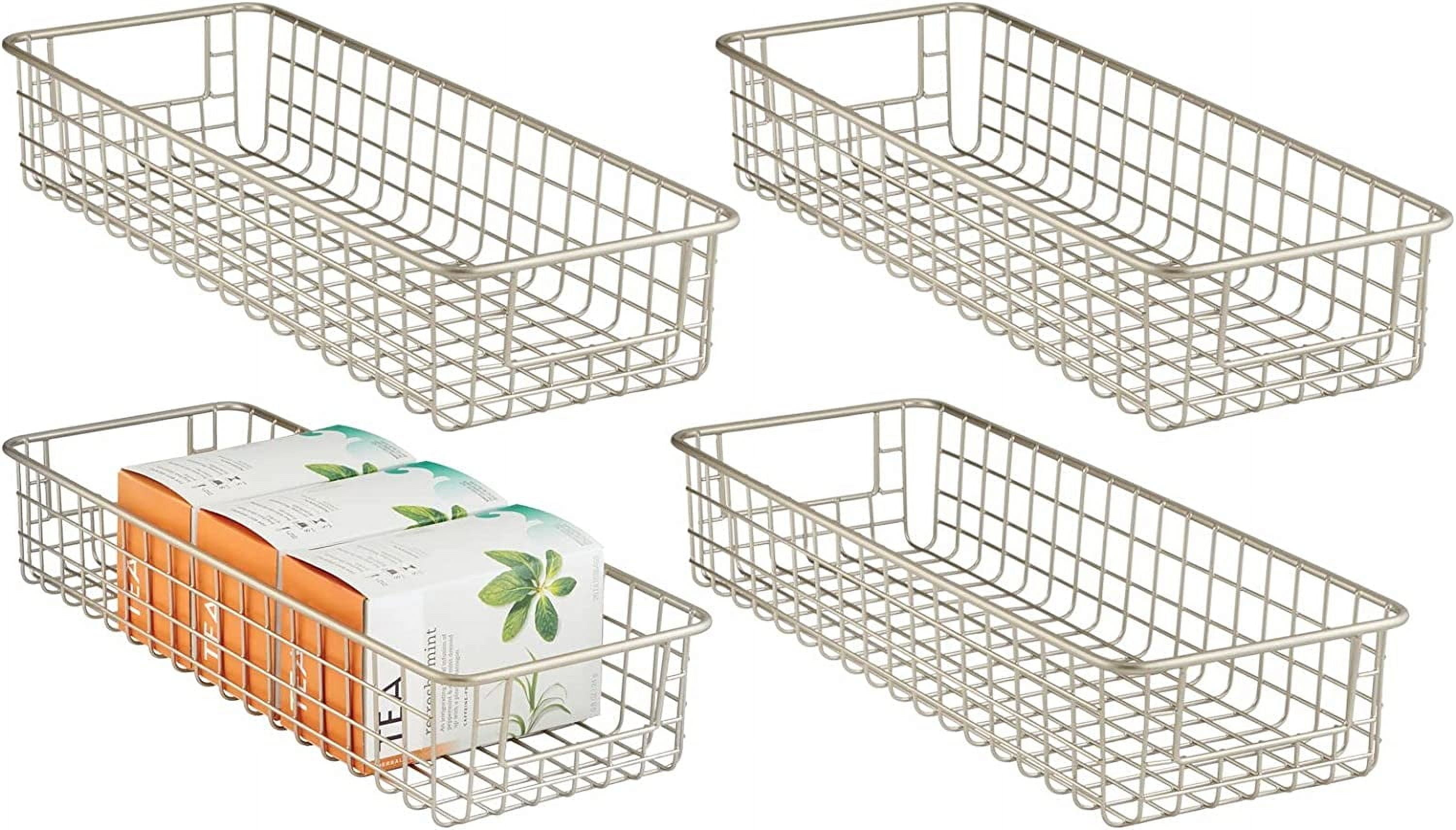 Metal Wire Food Storage Shallow Basket Organizer with Handles for ...