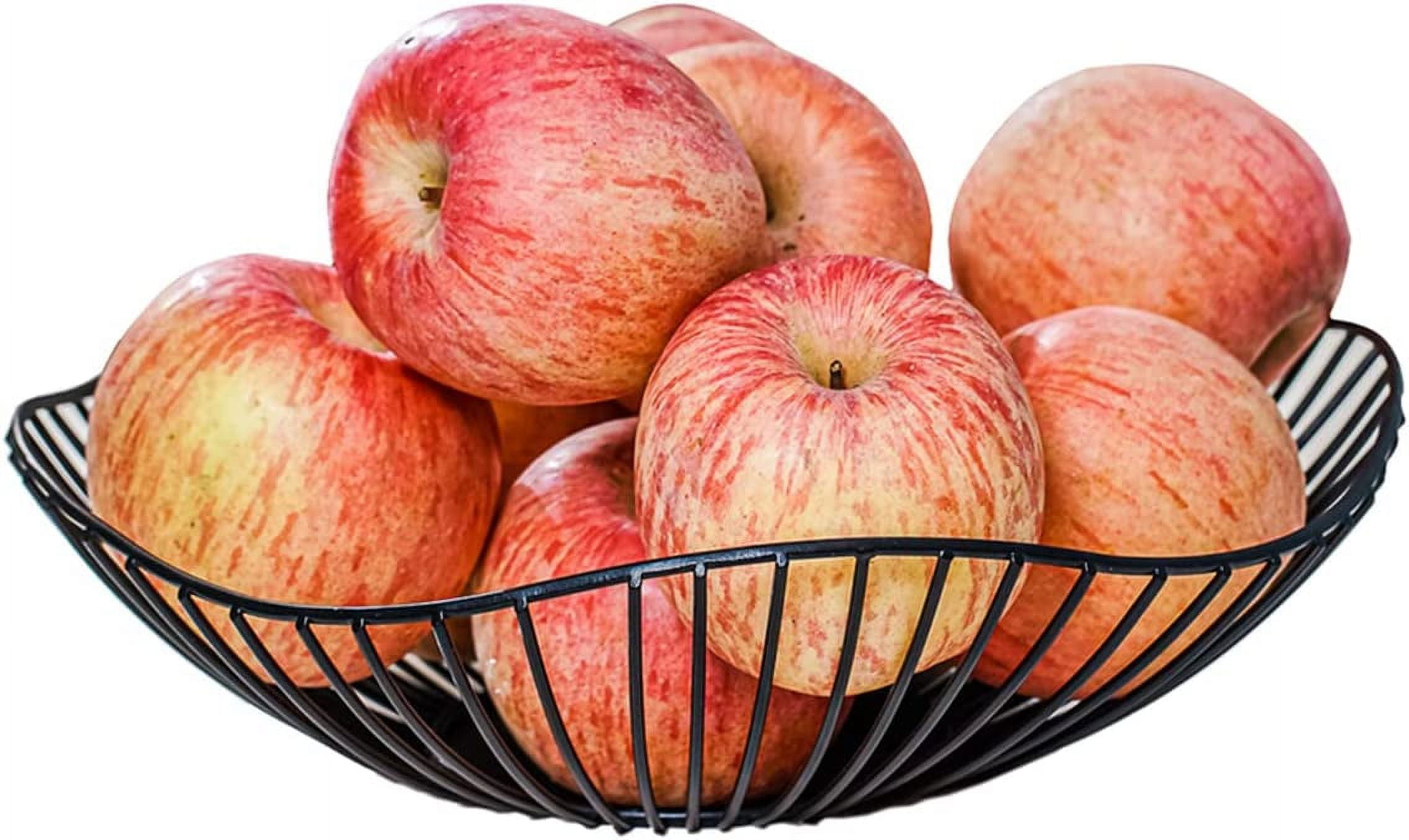 Metal Wire Fruit Basket Black Fruit Bowl Kitchen Counter Iron Wave ...