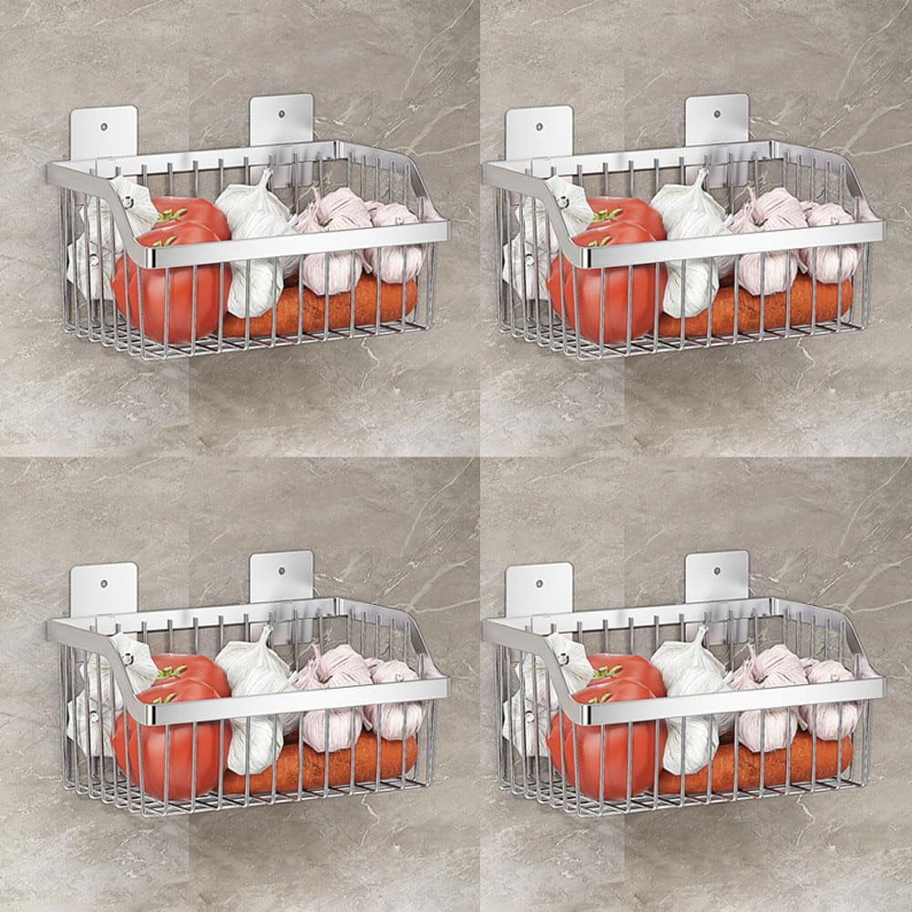 Metal Wire Hanging Basket, SUS304 Stainless Steel, 4-Pack Hanging Wall Organizer Basket, Wall ...