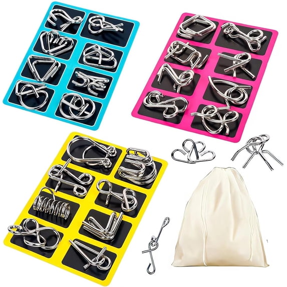 Metal Wire Puzzle Set of 24, Brain Teaser IQ Challenge - Walmart.com
