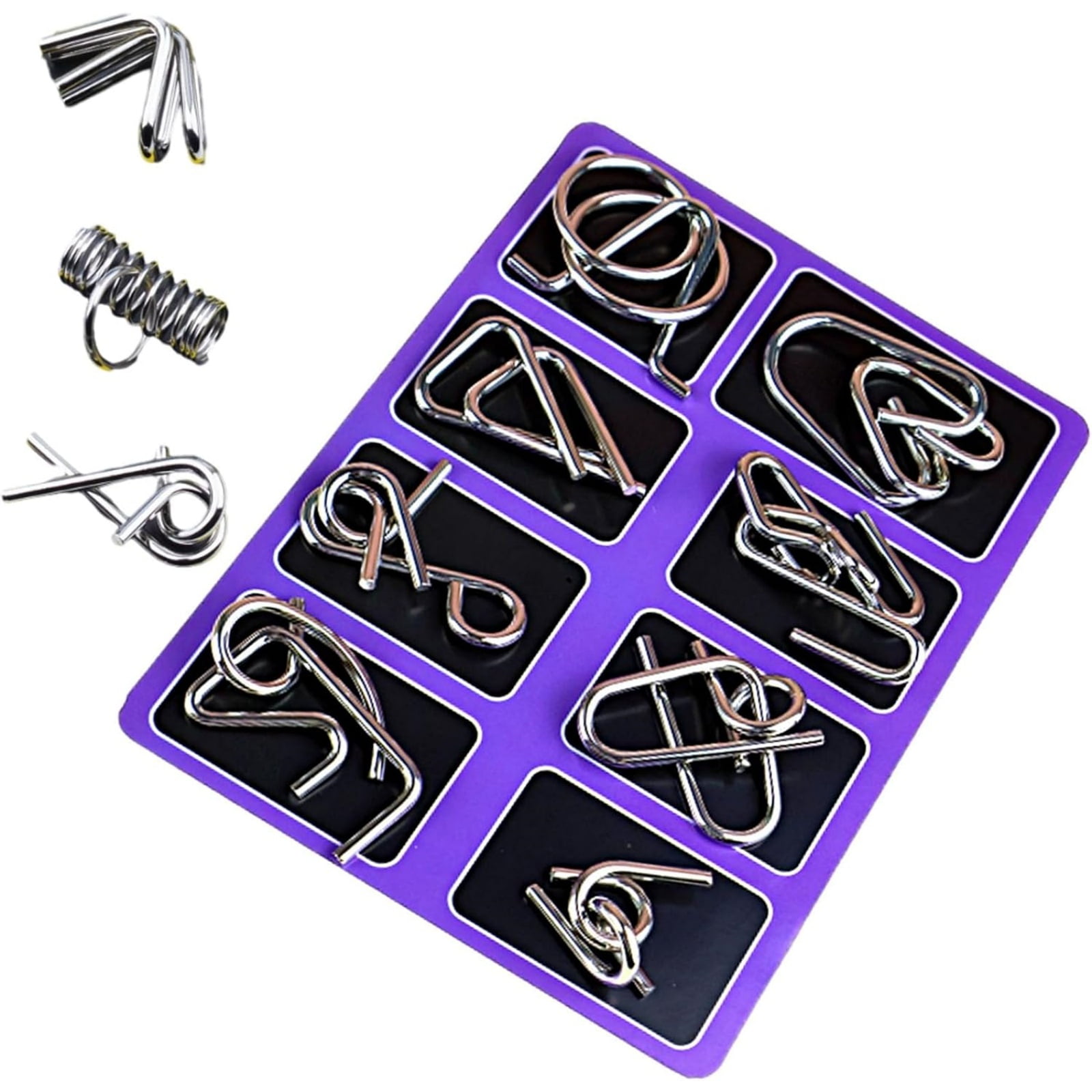 Metal Wire Puzzle Set of 8 with Pouch,Brain Teaser IQ Test ...