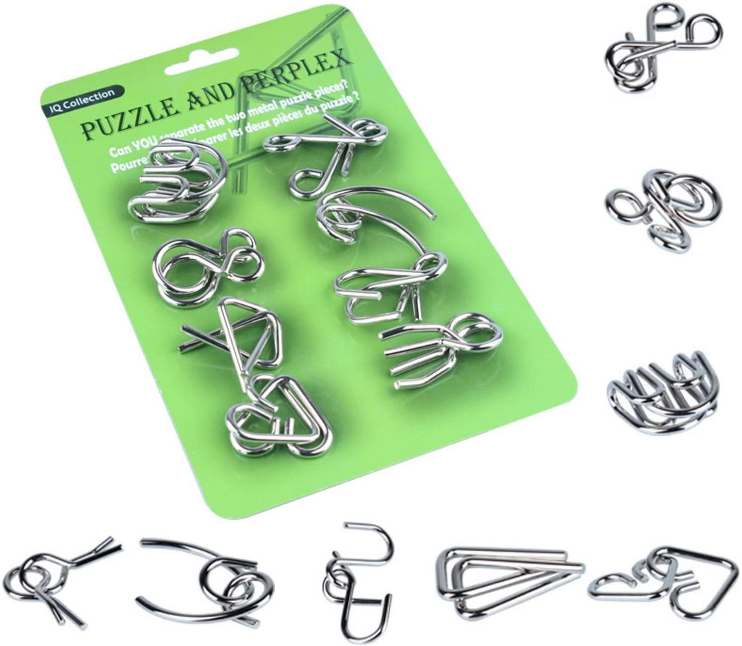 Aryellys Metal Wire Puzzle Set of 8, Brain Teaser IQ Green - Walmart.com