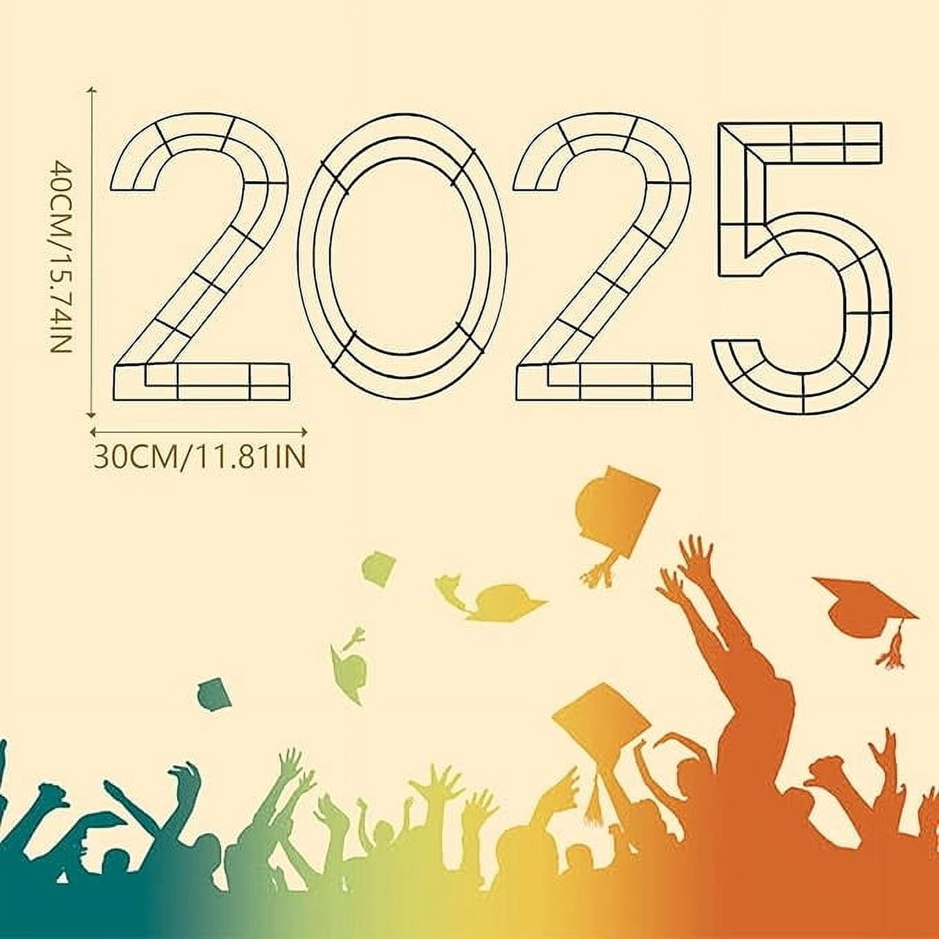 Metal Wreath Frame for 2025 Graduation Decorations | 15.75-Inch Round ...