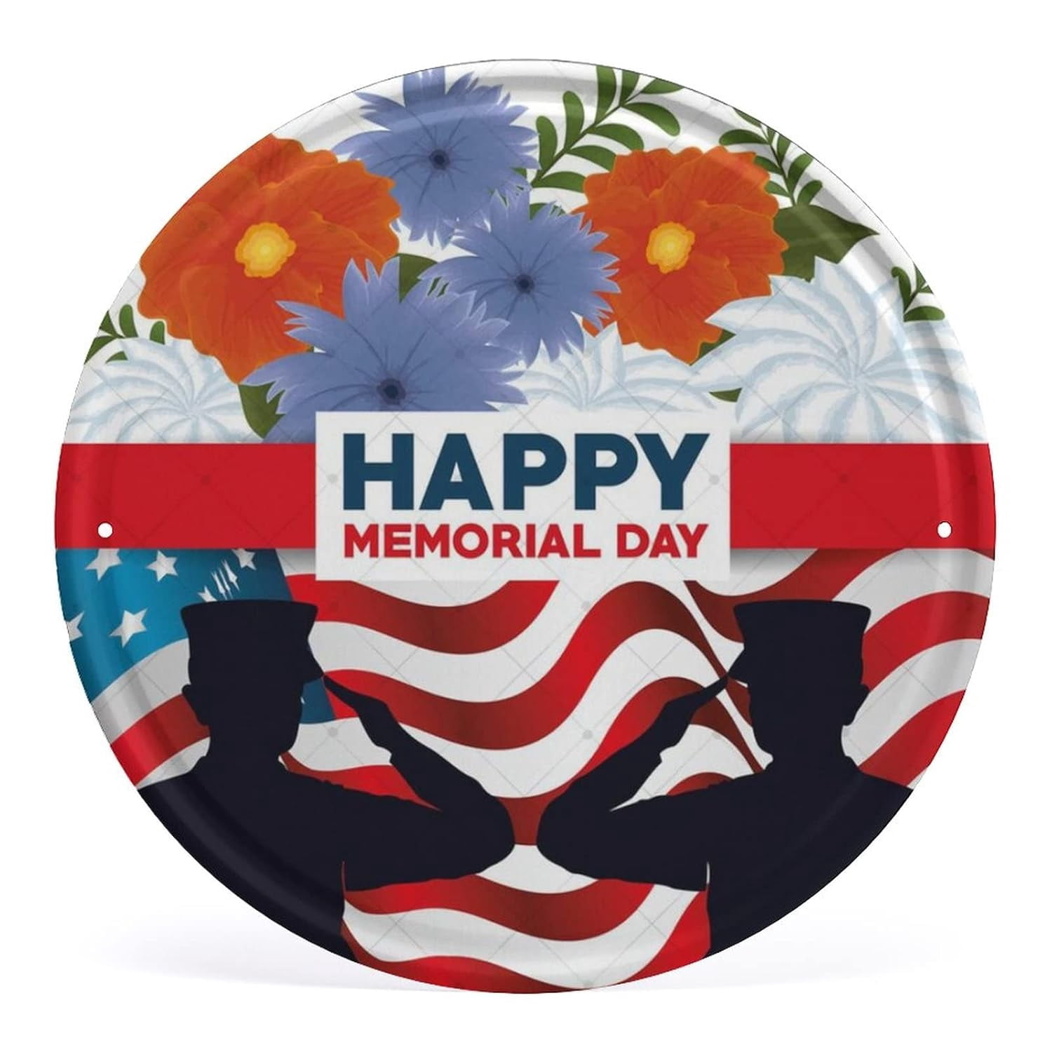 Metal Wreath Sign Memorial Day Veterans Patriotic America Red White ...