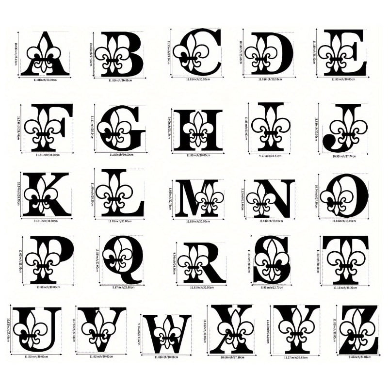 Metal Wrought Iron Letters Wall Decoration Floral Butterfly Capital ...