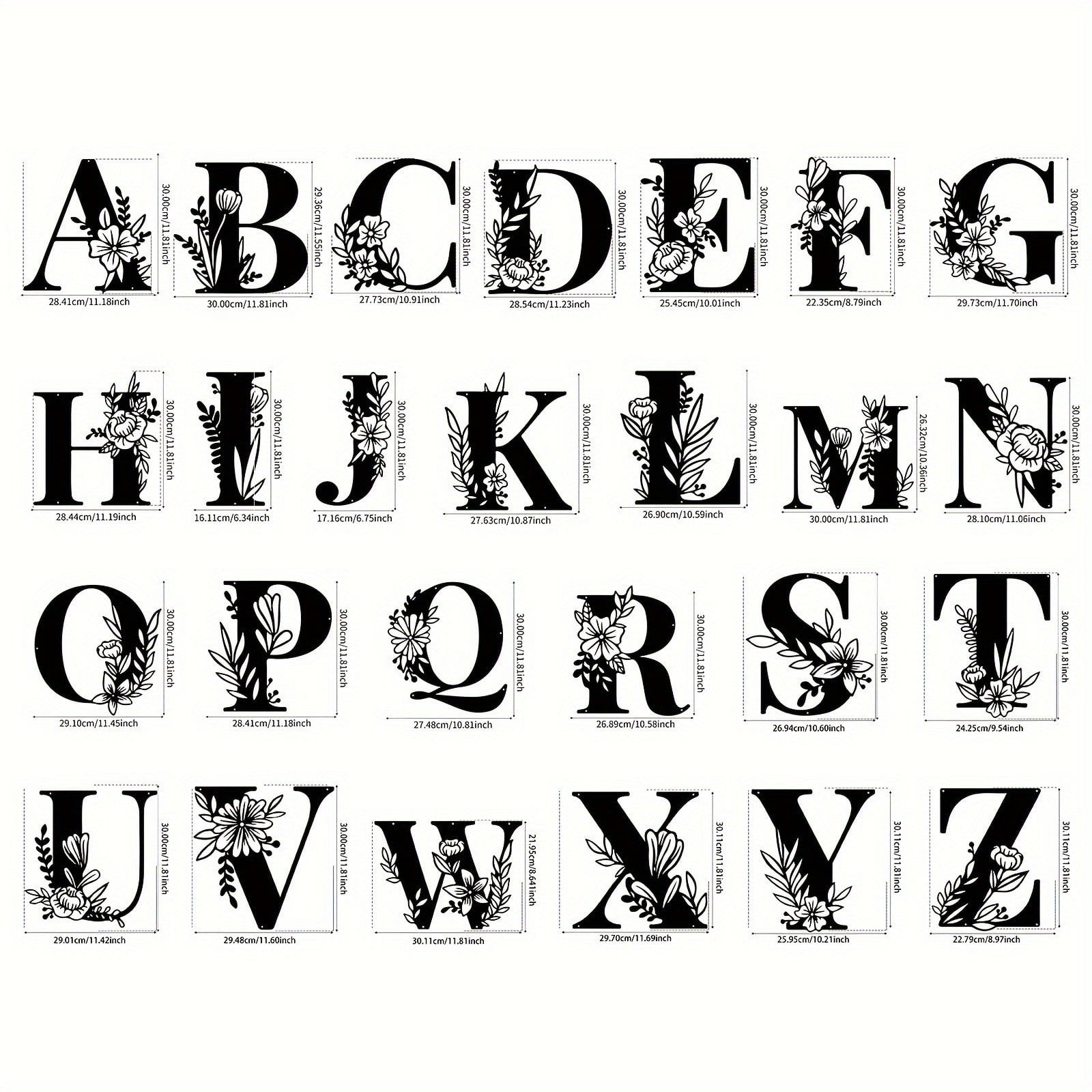 Metal Wrought Iron Letters Wall Decoration Floral Butterfly Capital ...