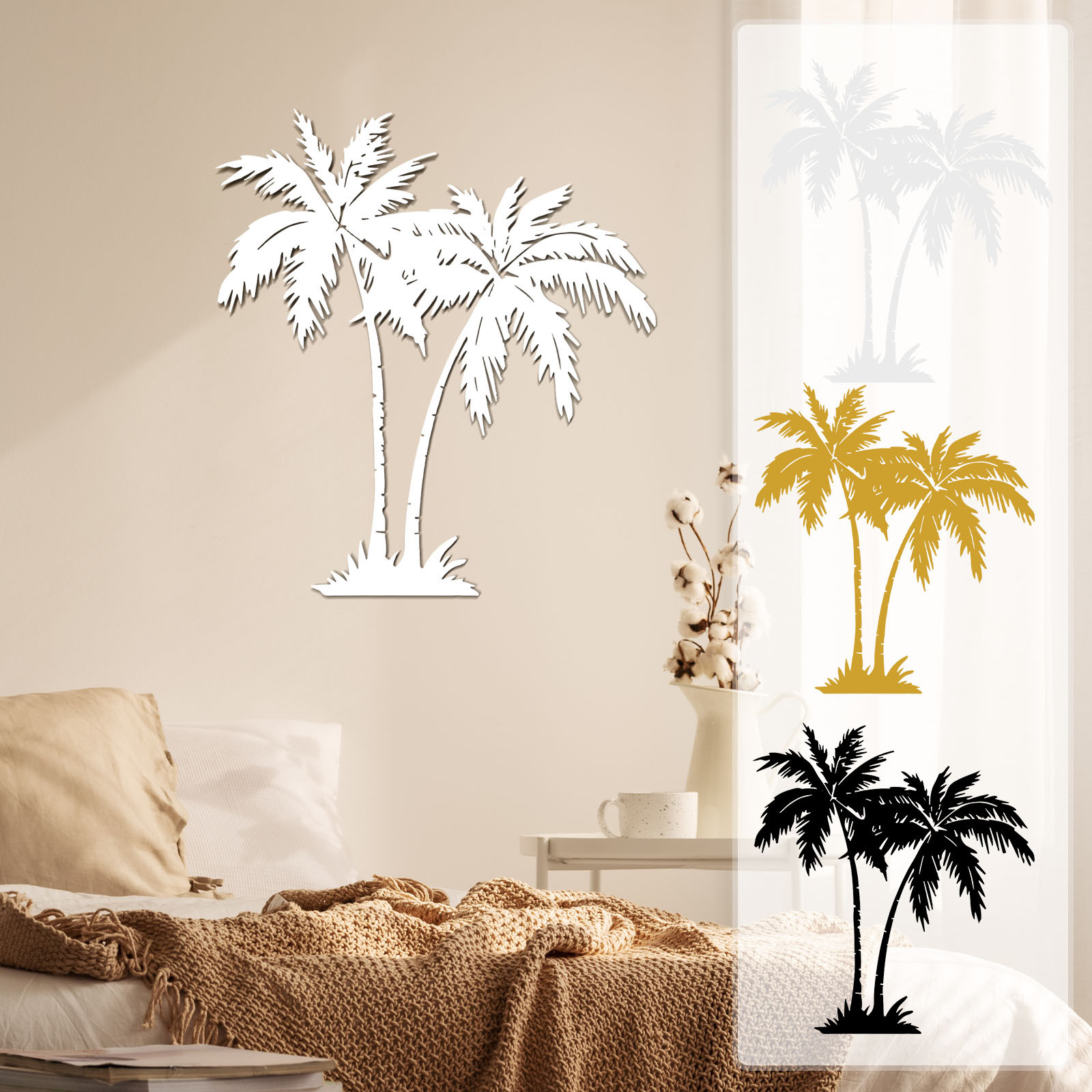 Metal Wrought Iron Palm Tree Wall Decor, Rustic Garden Art, Large 24x36 ...