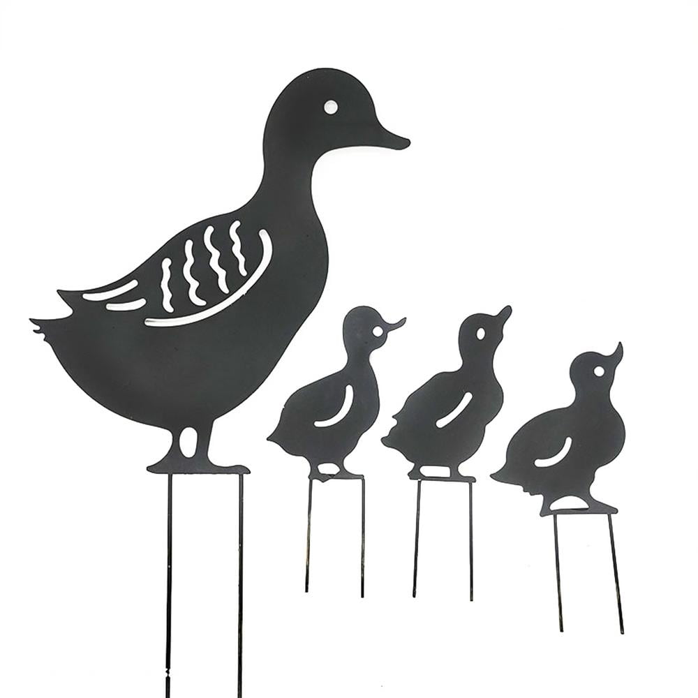 Metal Yard Art Duck Metal Garden Yard Art Animal Silhouette Stake Mommy ...