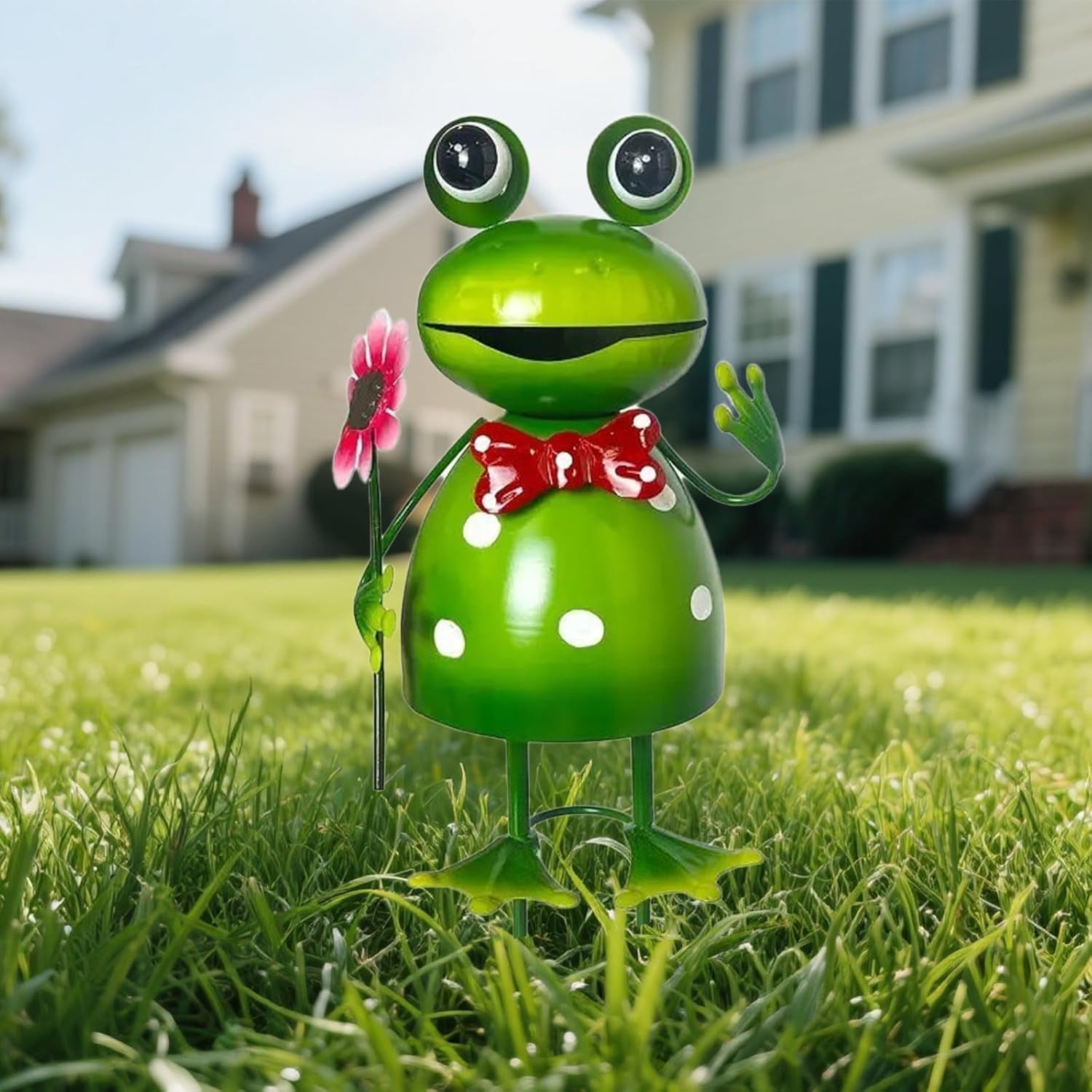 Metal Yard Art Garden Decor Statue Outdoor & Indoor Blue Frog Sculpture ...
