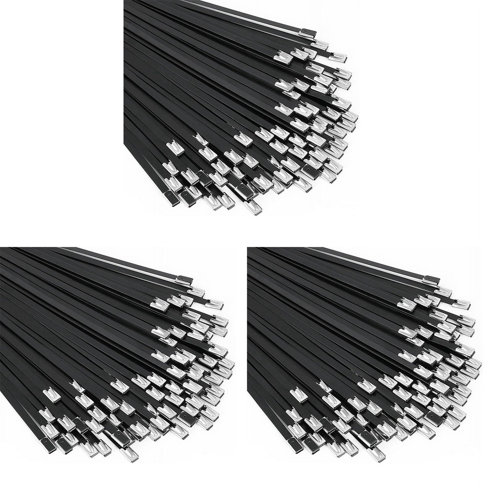 Metal Zip Ties Black 300Pcs 11.8 Inch 304 Stainless Steel Epoxy Coated ...