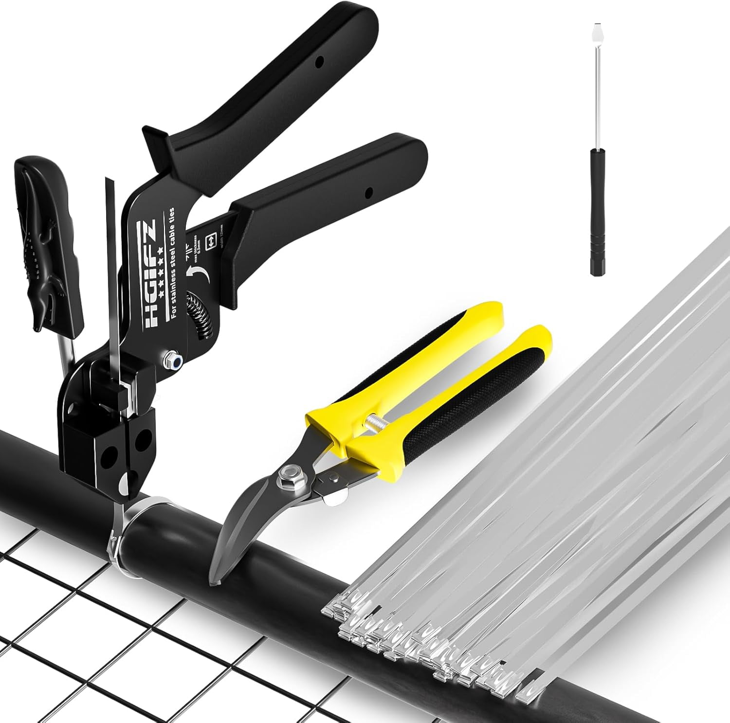 Metal Zip Ties Tool, 110 Pcs 11.8 inch Stainless Steel Cable Tie Gun ...