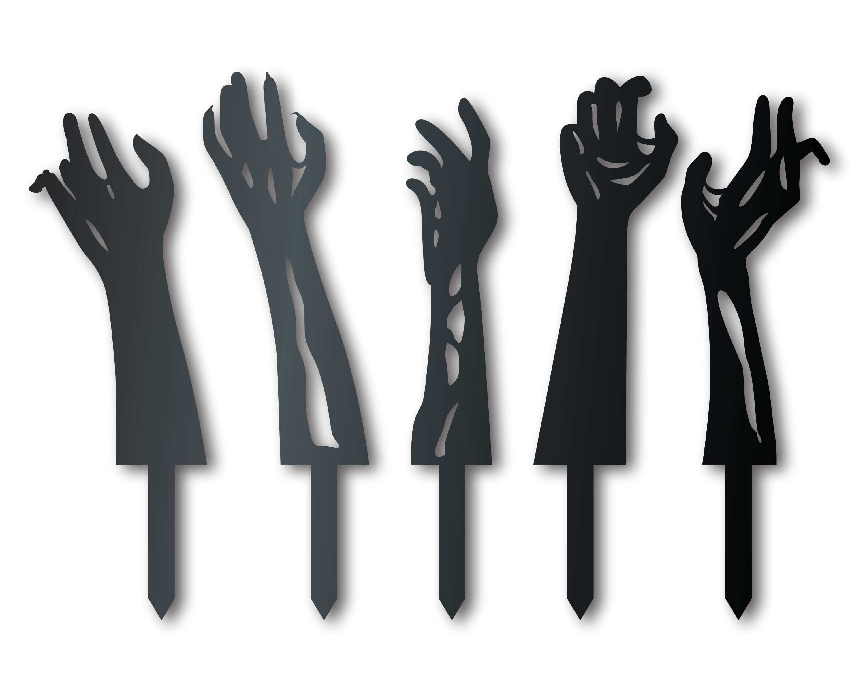 Metal Zombie Hands Garden Stakes | Set of 5 | Outdoor Halloween Decor ...
