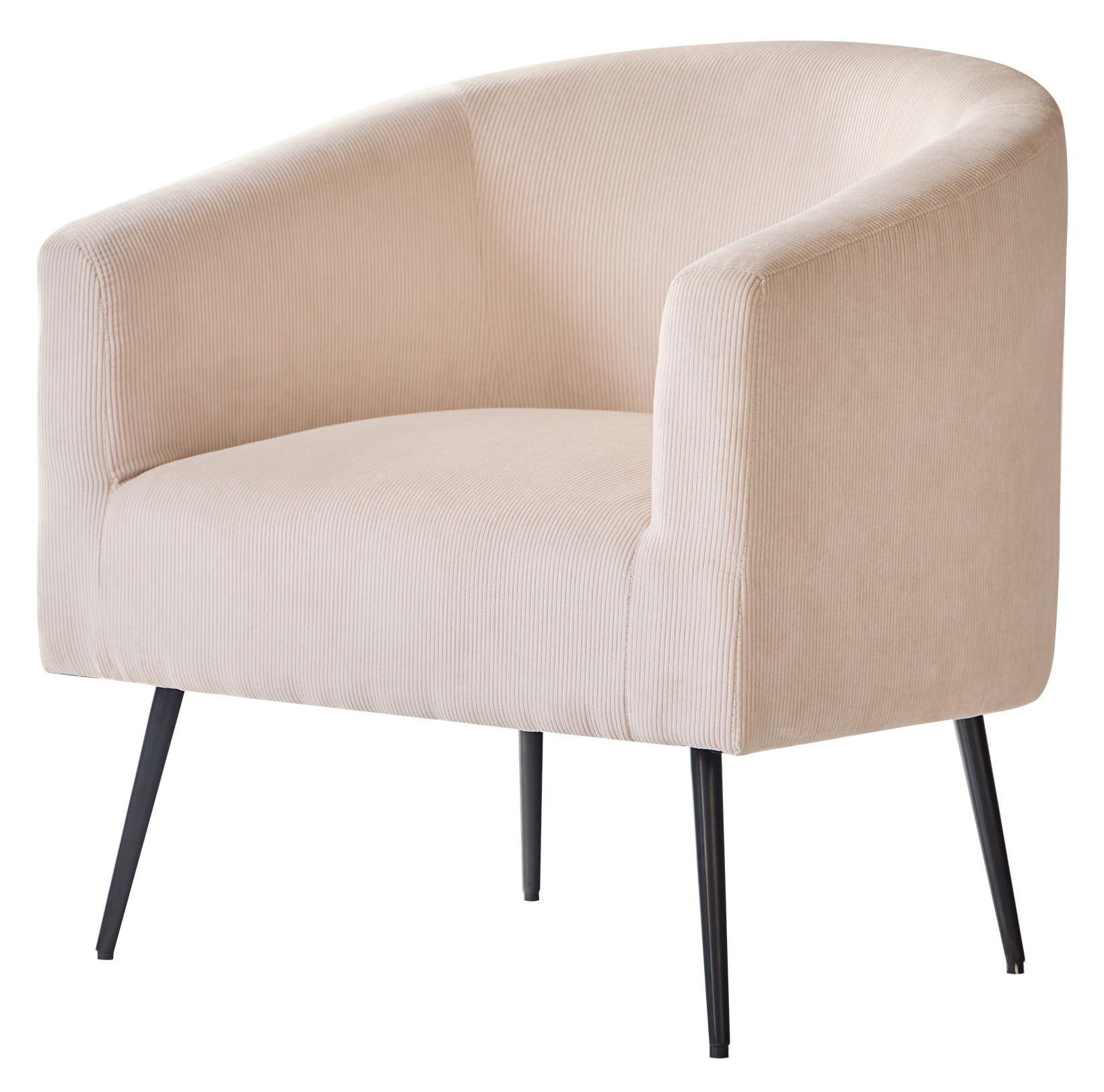 Metal and Corduroy Beige Lounge Chair Modern Design Style Living Room ...