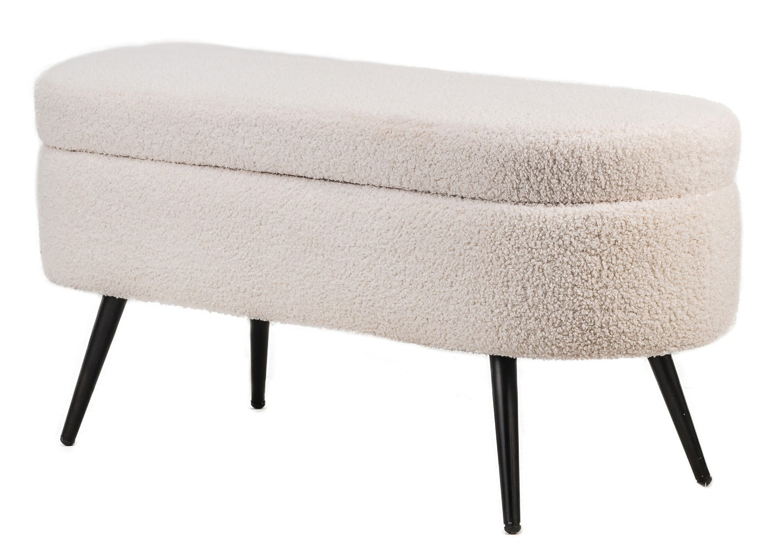 Metal and White Boucle Storage Bench Modern Design Style Entryway ...