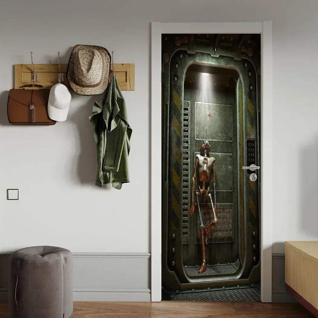 Metal armor door Simulate air series door wallpaper Modern tech style ...
