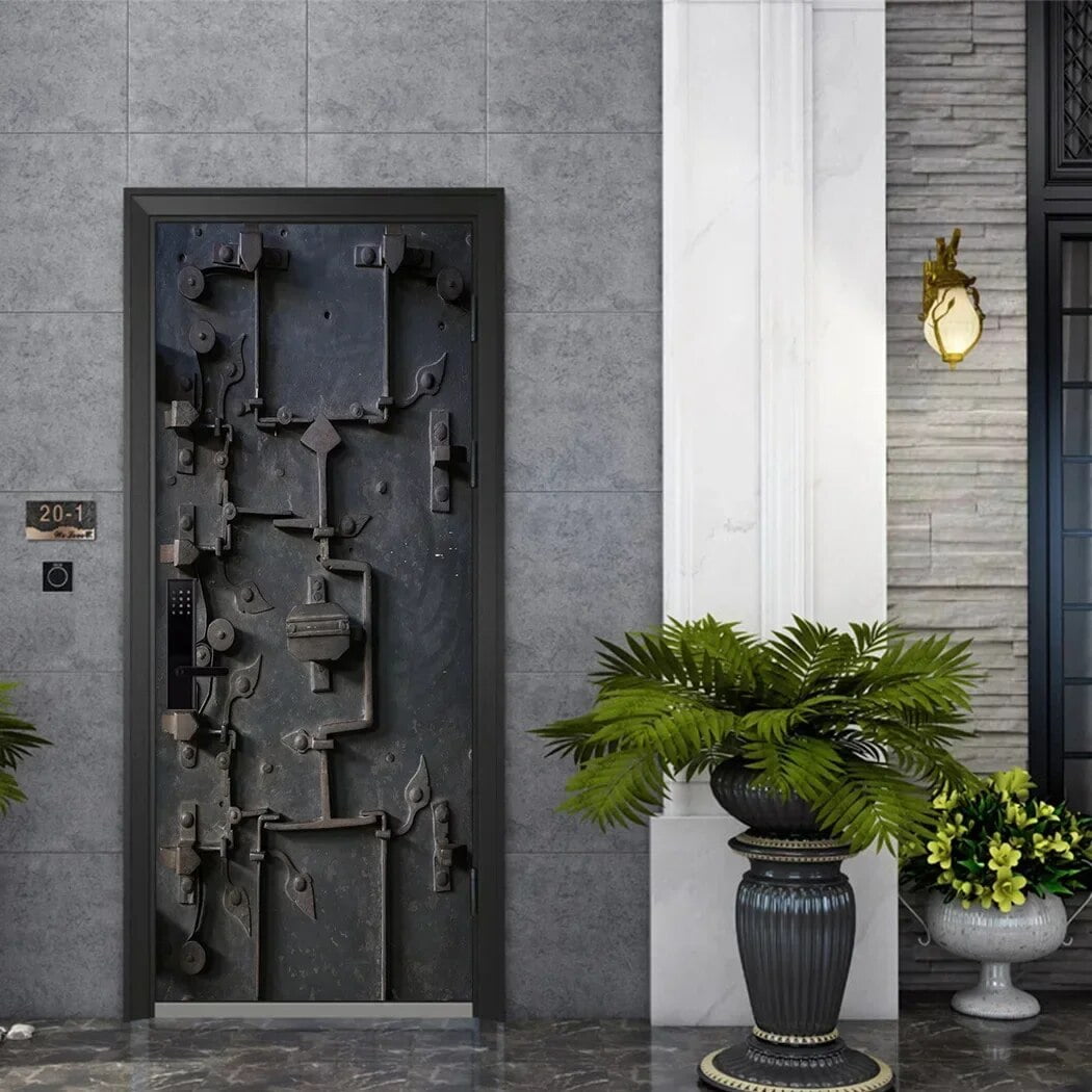 Metal armor door Simulate air series door wallpaper Modern tech style ...