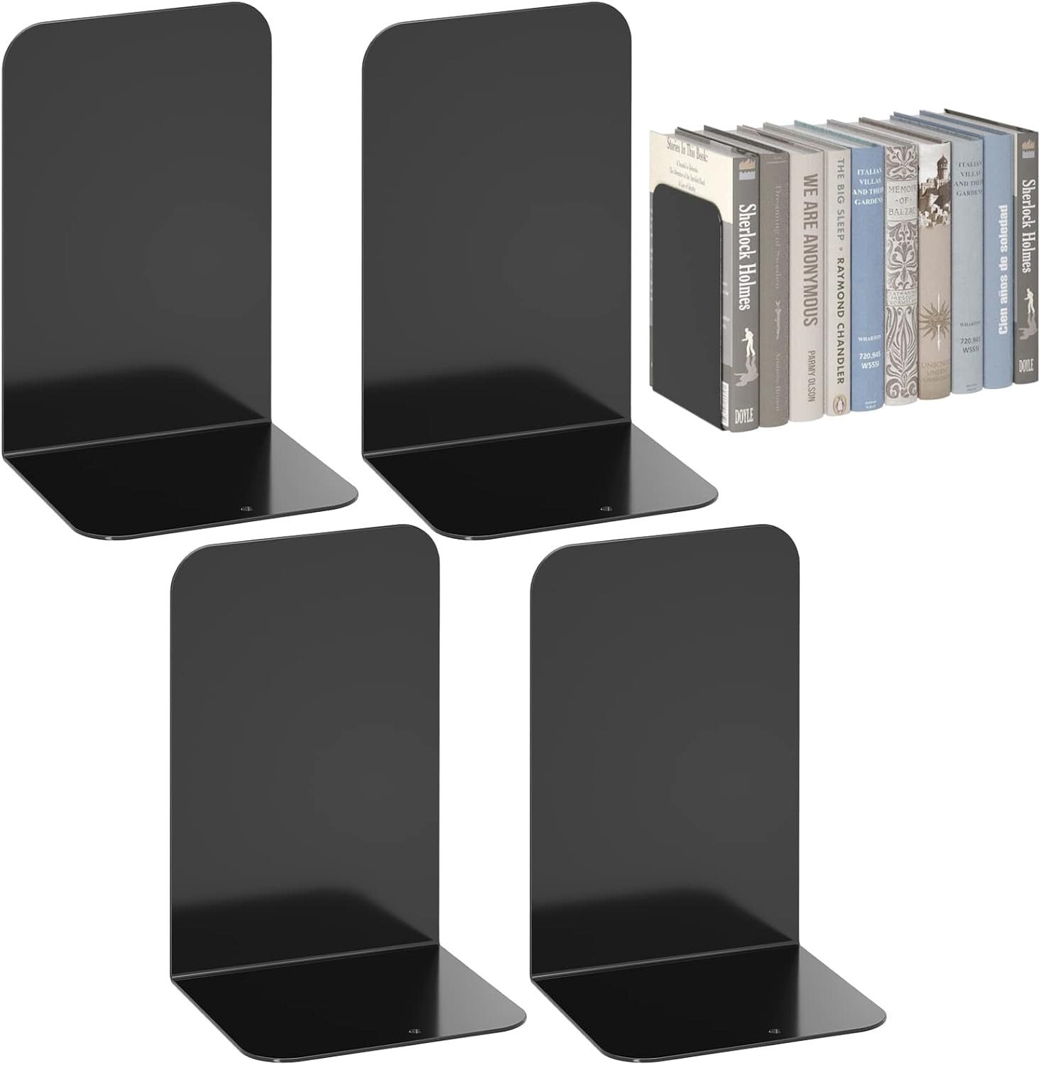 Metal bookends, thick bookends for bookshelves, bookends for thick ...