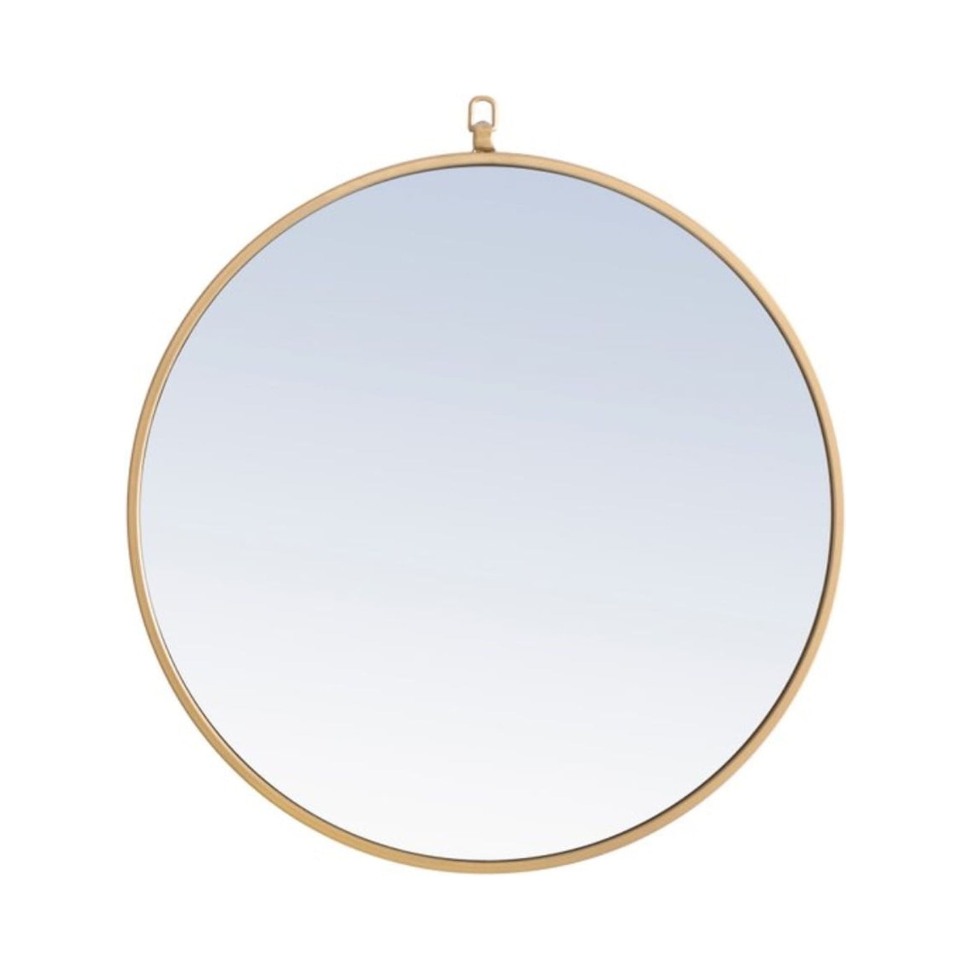 Metal frame Round Mirror with decorative hook 24 inch Brass finish ...