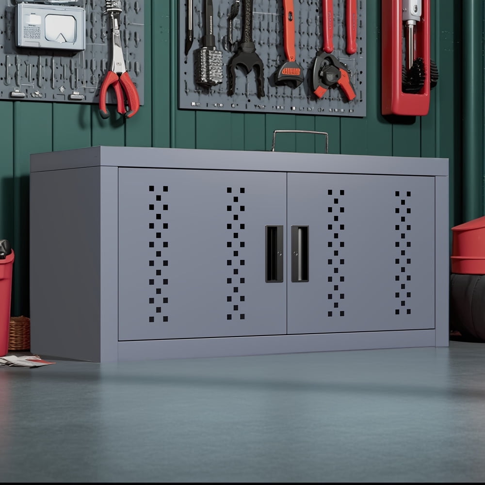 Metal garage cabinet with door, wall-mounted storage cabinet, floating ...