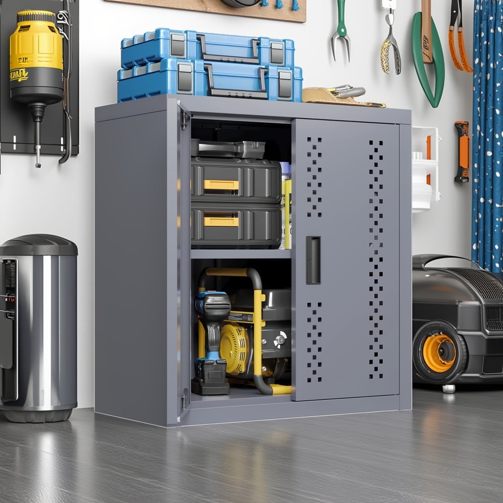 Metal garage cabinet with door, wall-mounted storage cabinet, floating ...