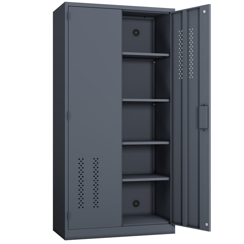 Metal garage storage cabinet with 2 doors and 4 adjustable shelves - 71 ...