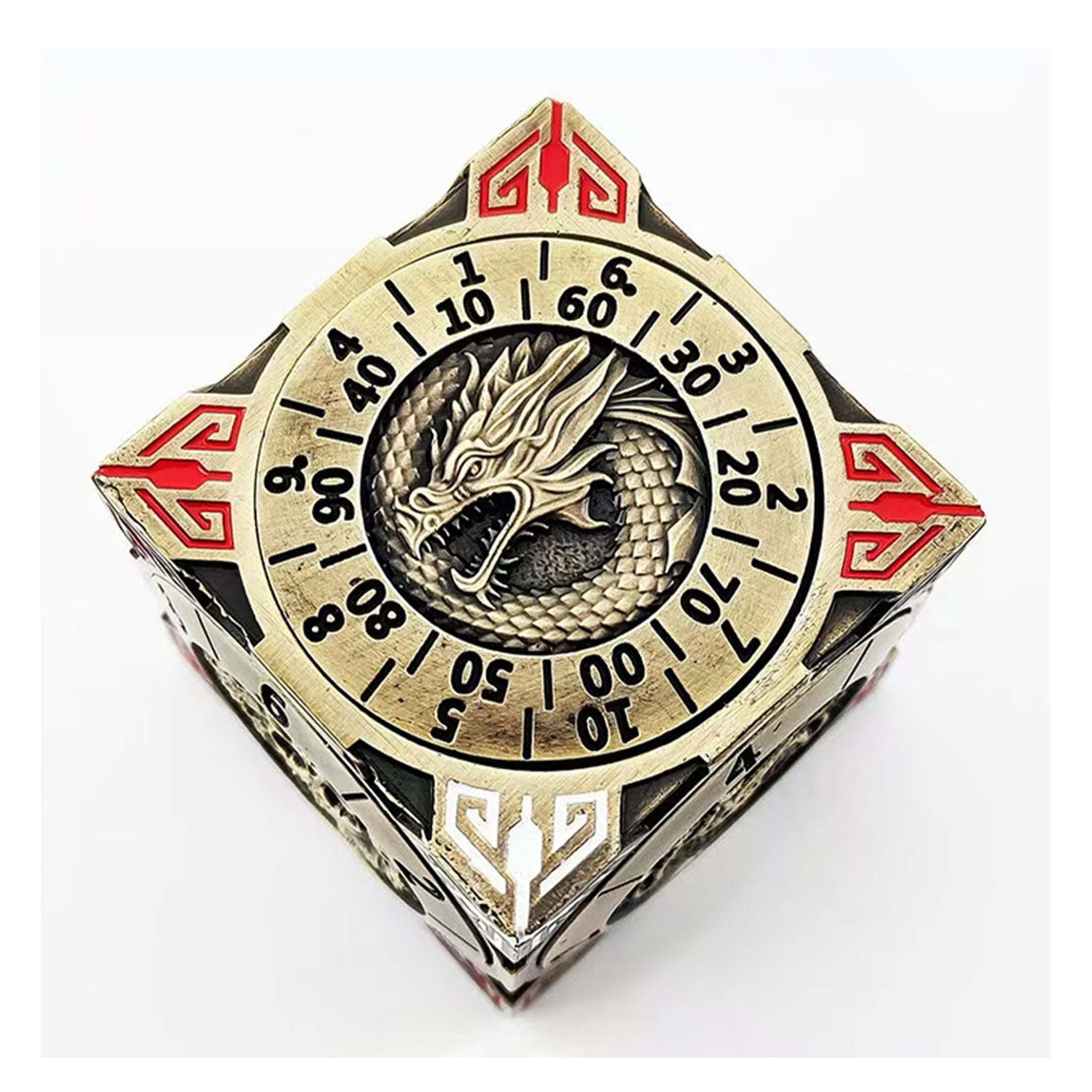 Metal hexahedral seven in one dice suit rotating DND dragon and dungeon ...