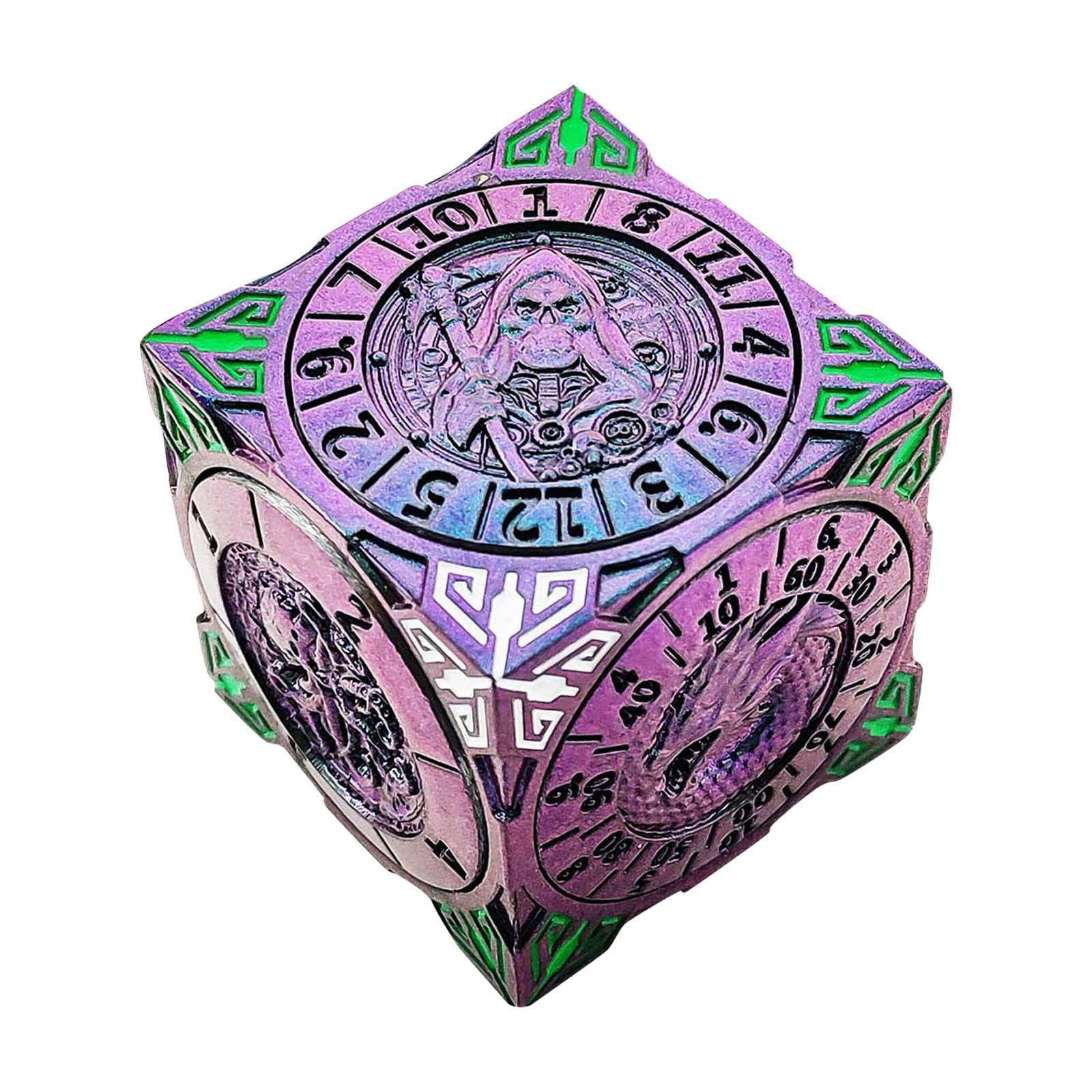 Metal hexahedral seven in one dice suit rotating DND dragon and dungeon ...