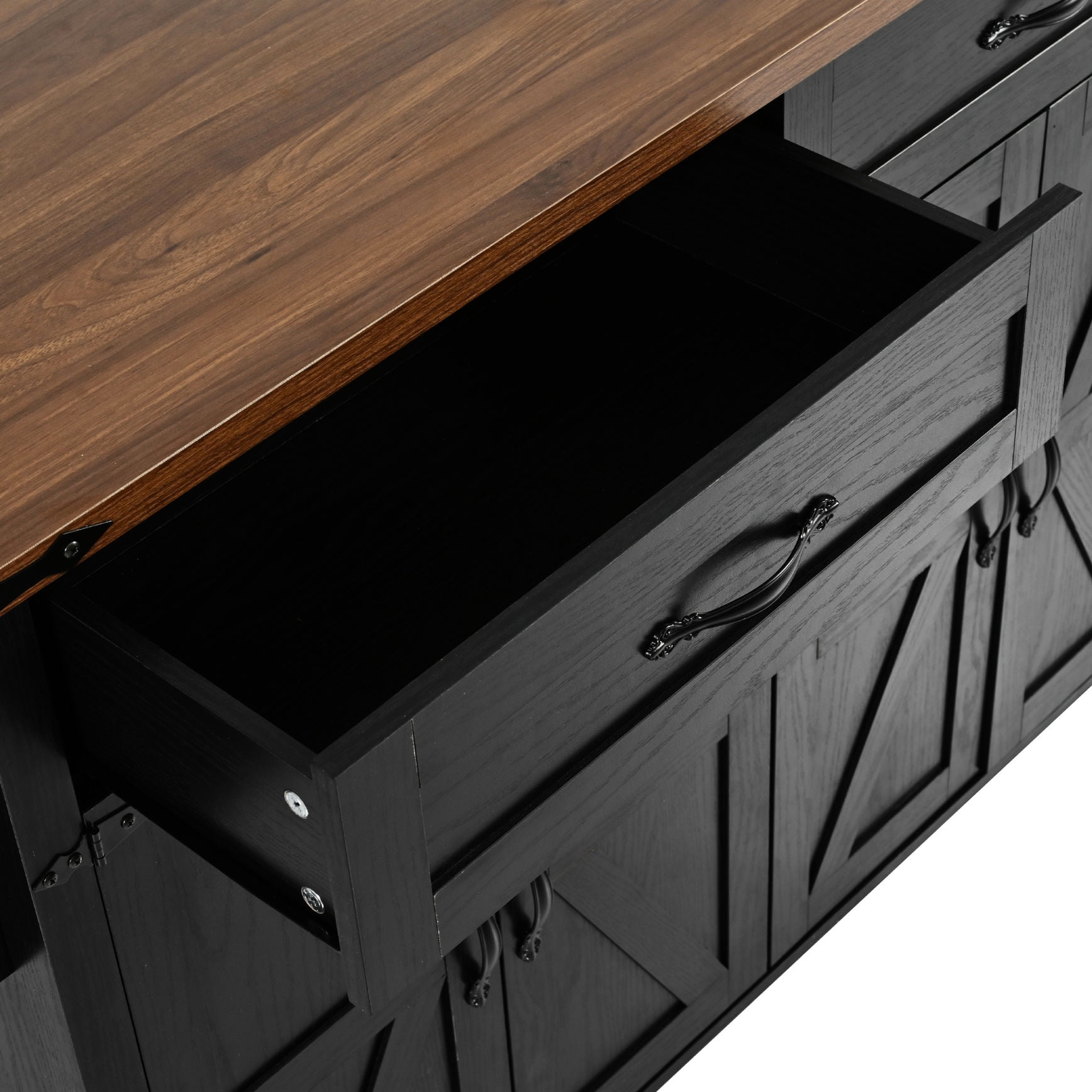 Metal hinges, wood grain surface & rolling mobility - Combines style ...