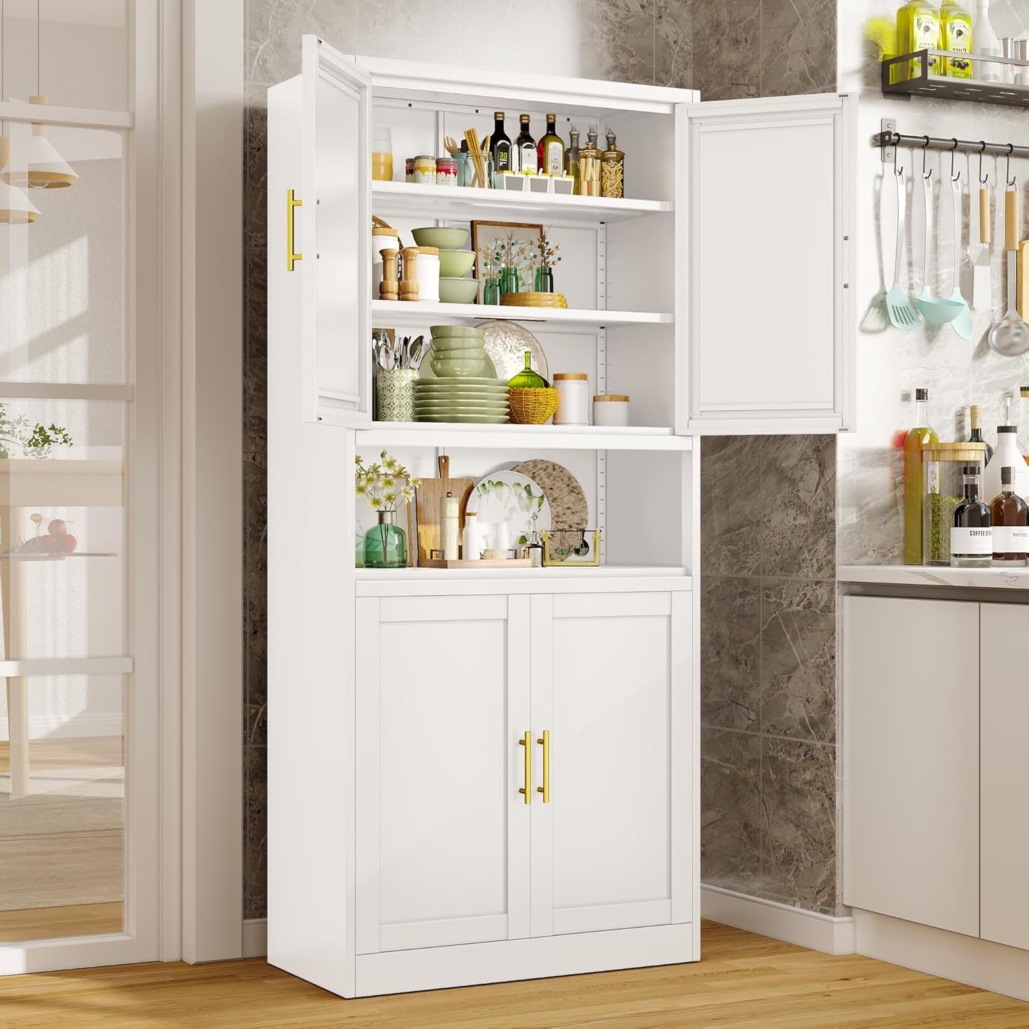 Metal kitchen Pantry Storage Cabinet, Hollow Texture Storage Cabinets ...