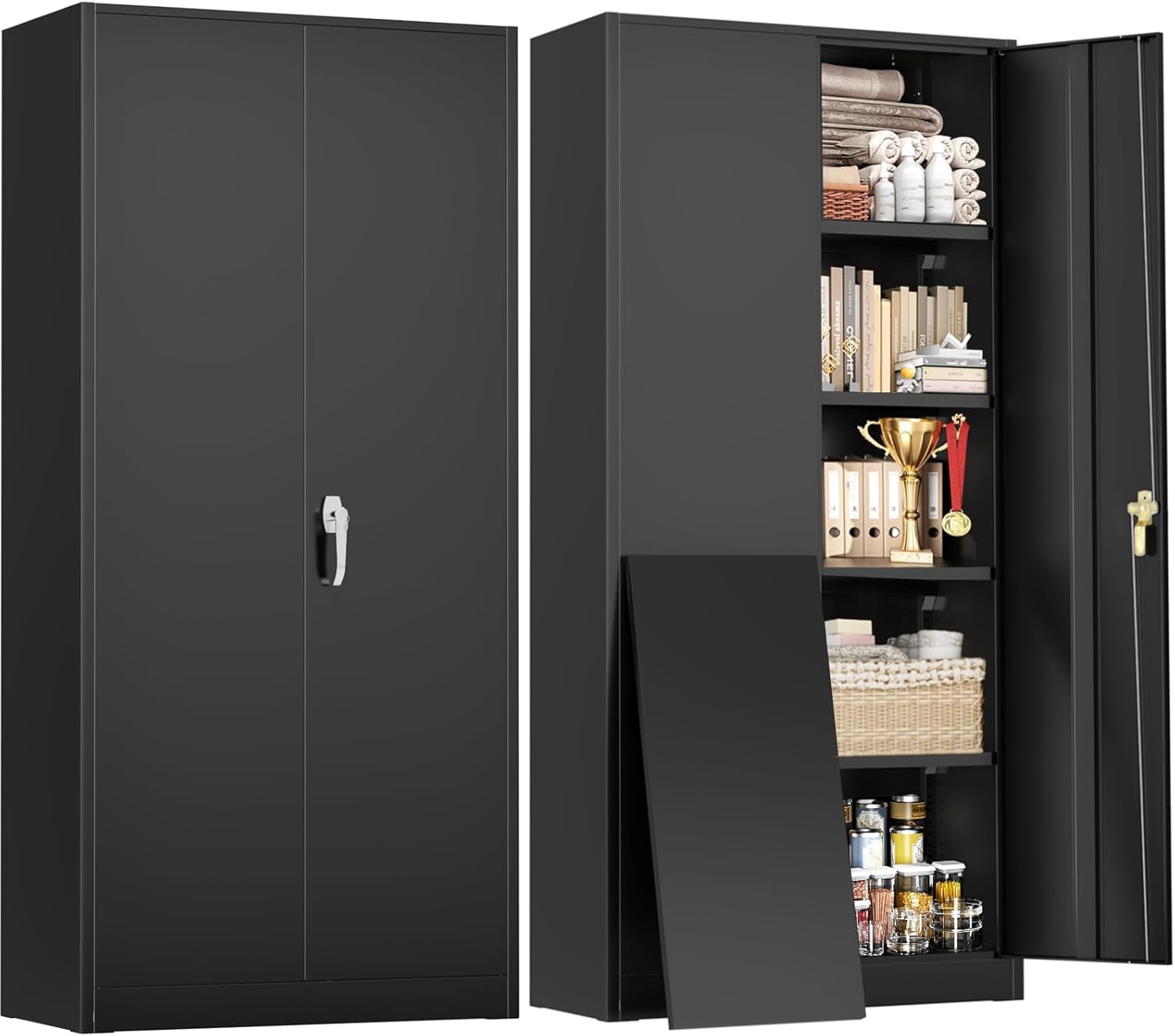 Metal lockable storage cabinet, storage cabinet with doors and ...