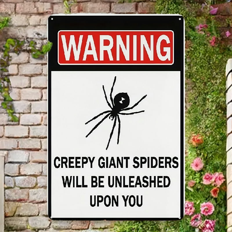 Metal plaque, 1pc 12x8 Inch Creepy Giant Spiders Vintage Metal Warning ...