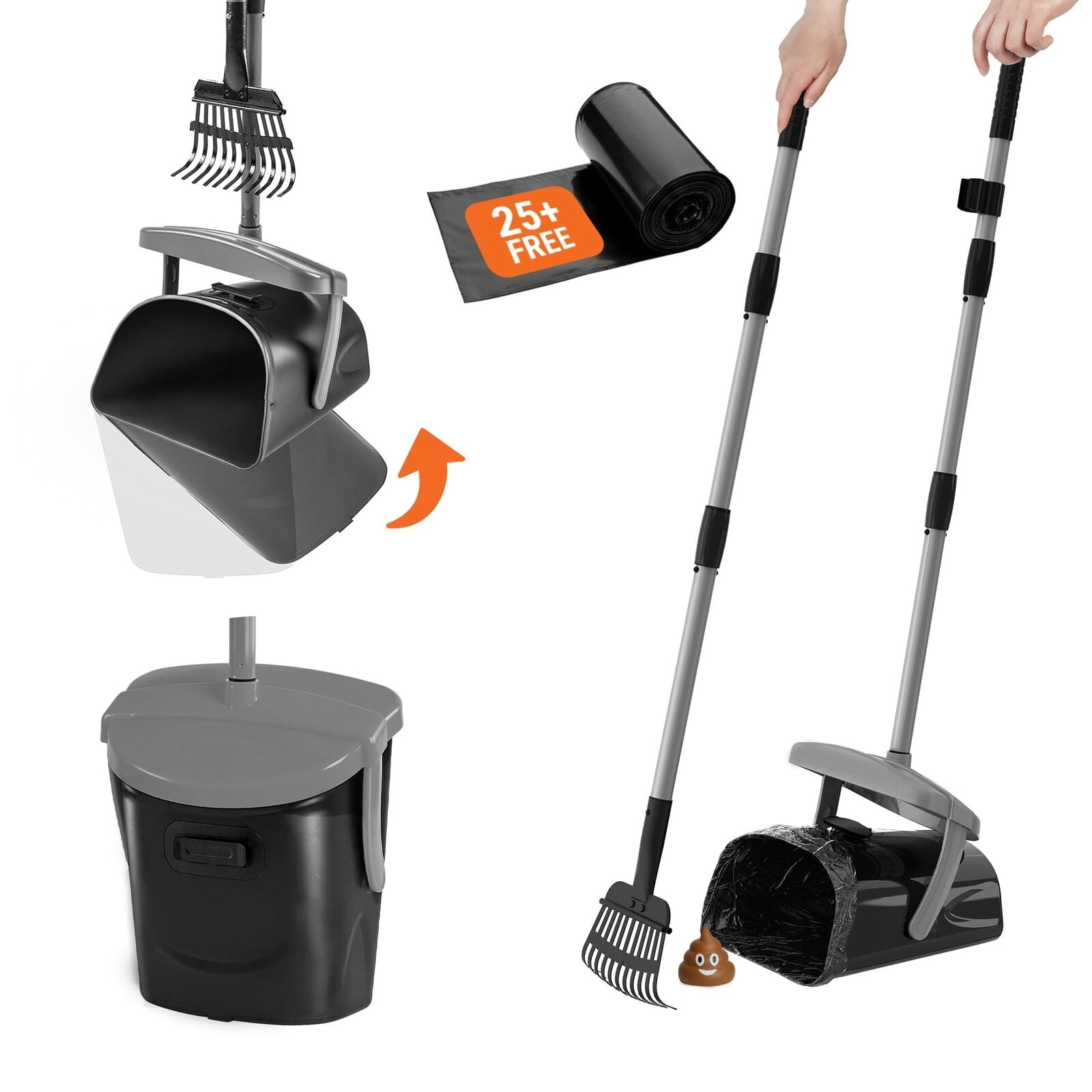 Metal pooper scooper for large dogs heavy duty, 40" Long Handle, dog ...