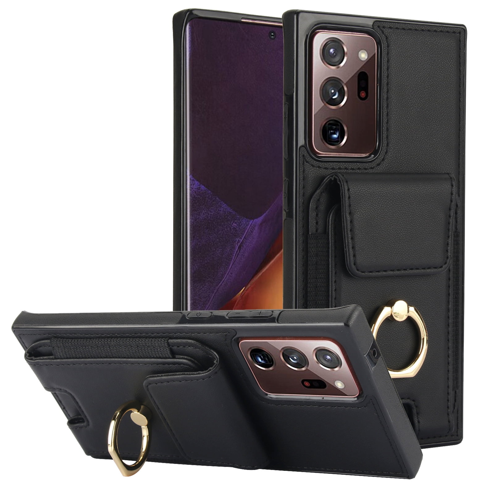 Metal ring holder leather phone case for Samsung Note 20 ultra note10 ...