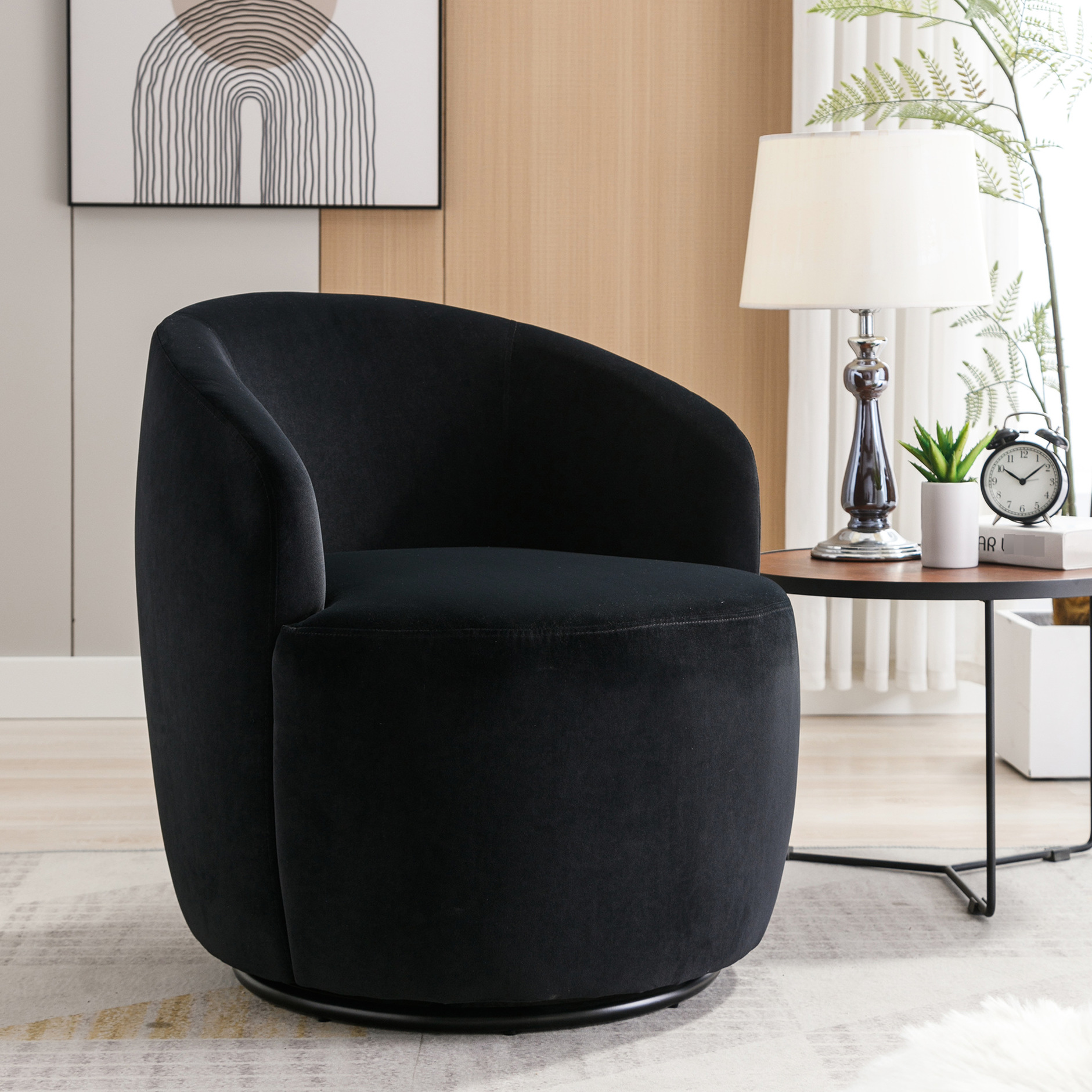Metal - ringed velvet swivel accent chair - Adds charm to children's ...