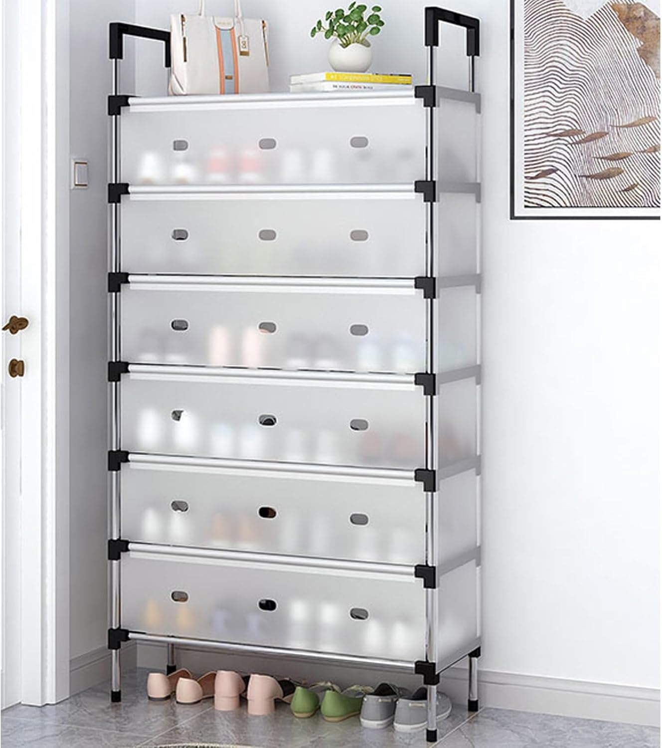 Metal shoe organizers and storage,small shoe rack for entryway,shoe ...