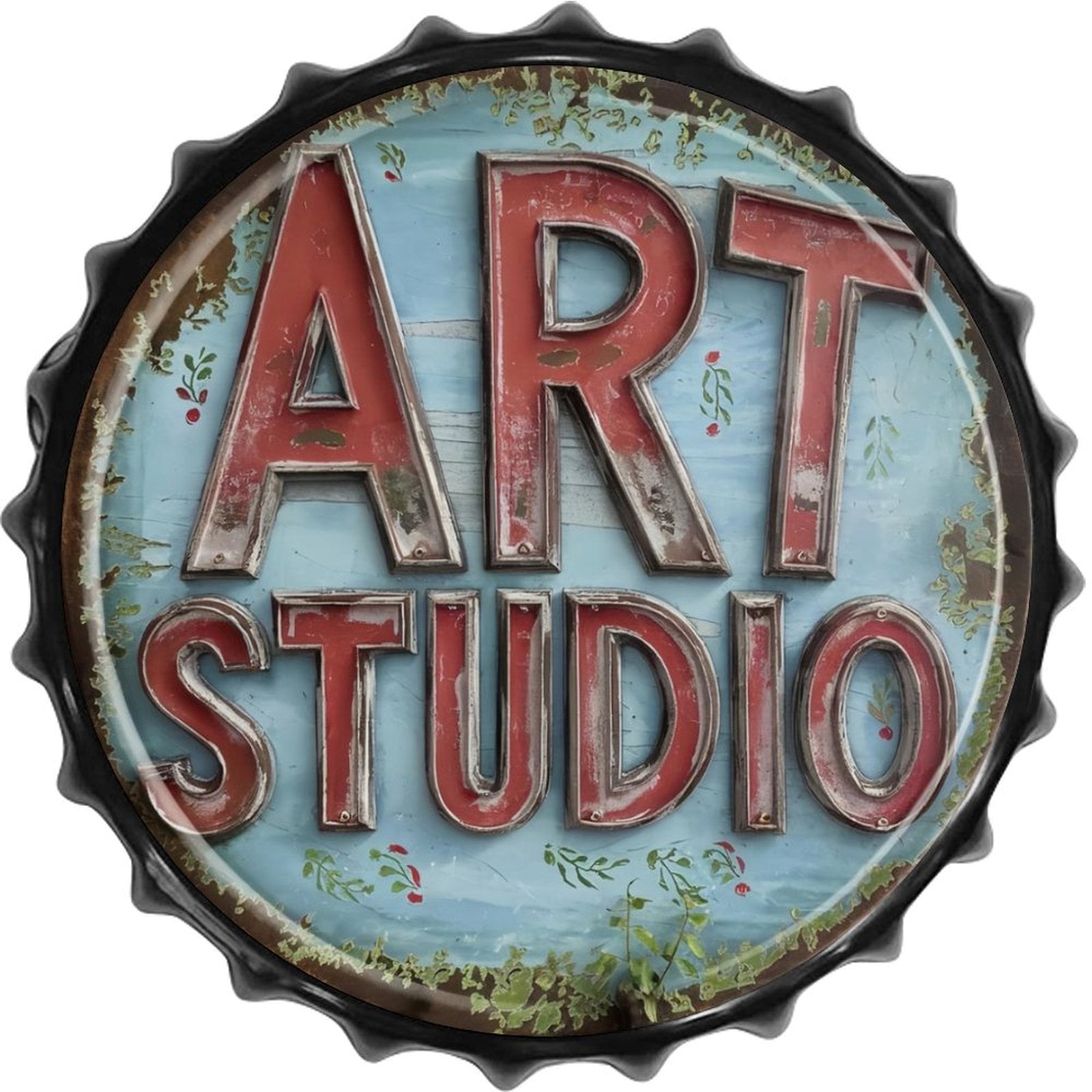 Metal signs: Rustic Art Studio Metal Tin Sign.Decorative Hanging Bottle ...