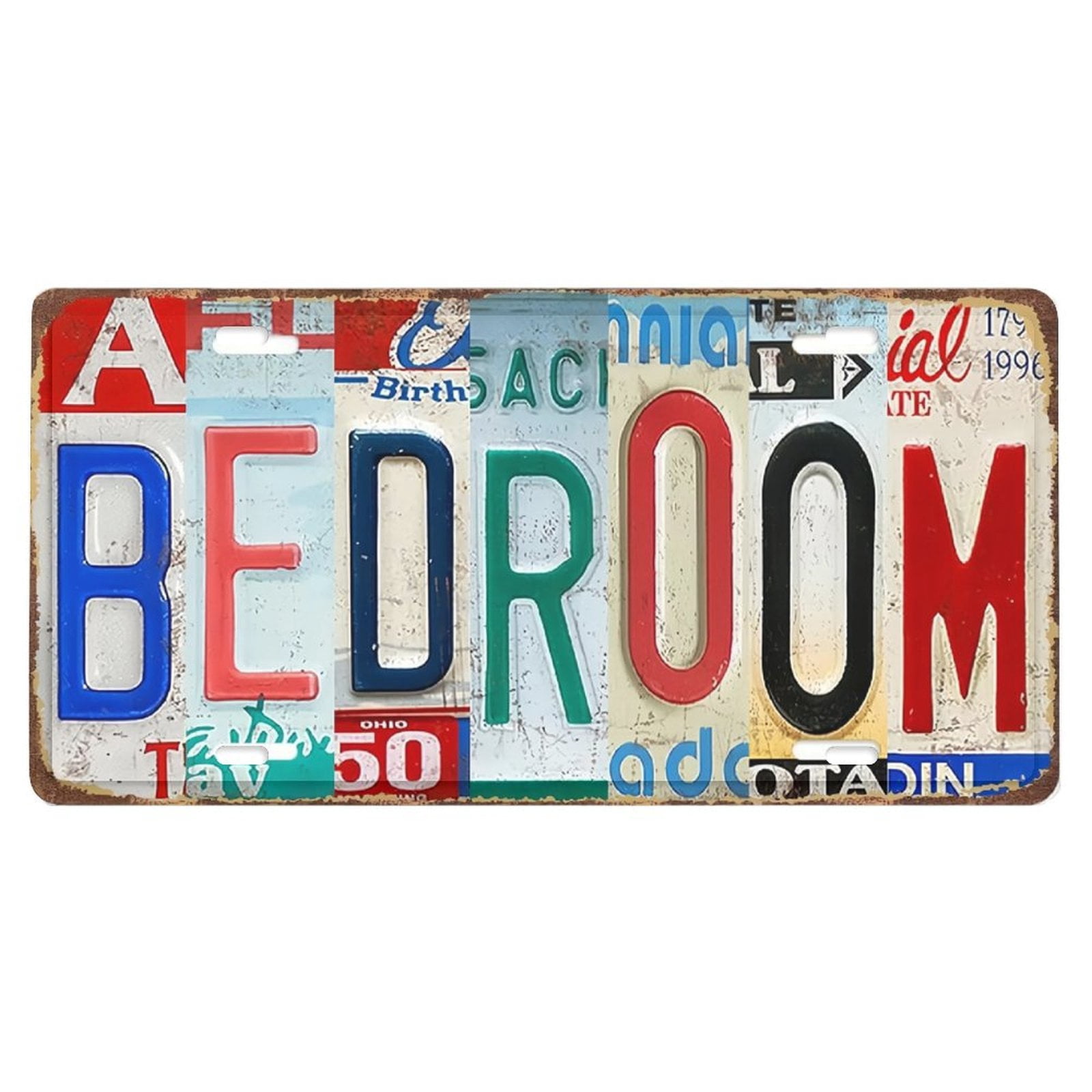Metal signs:Vintage Bedroom Metal Tin Sign License Plate Letter Signs ...