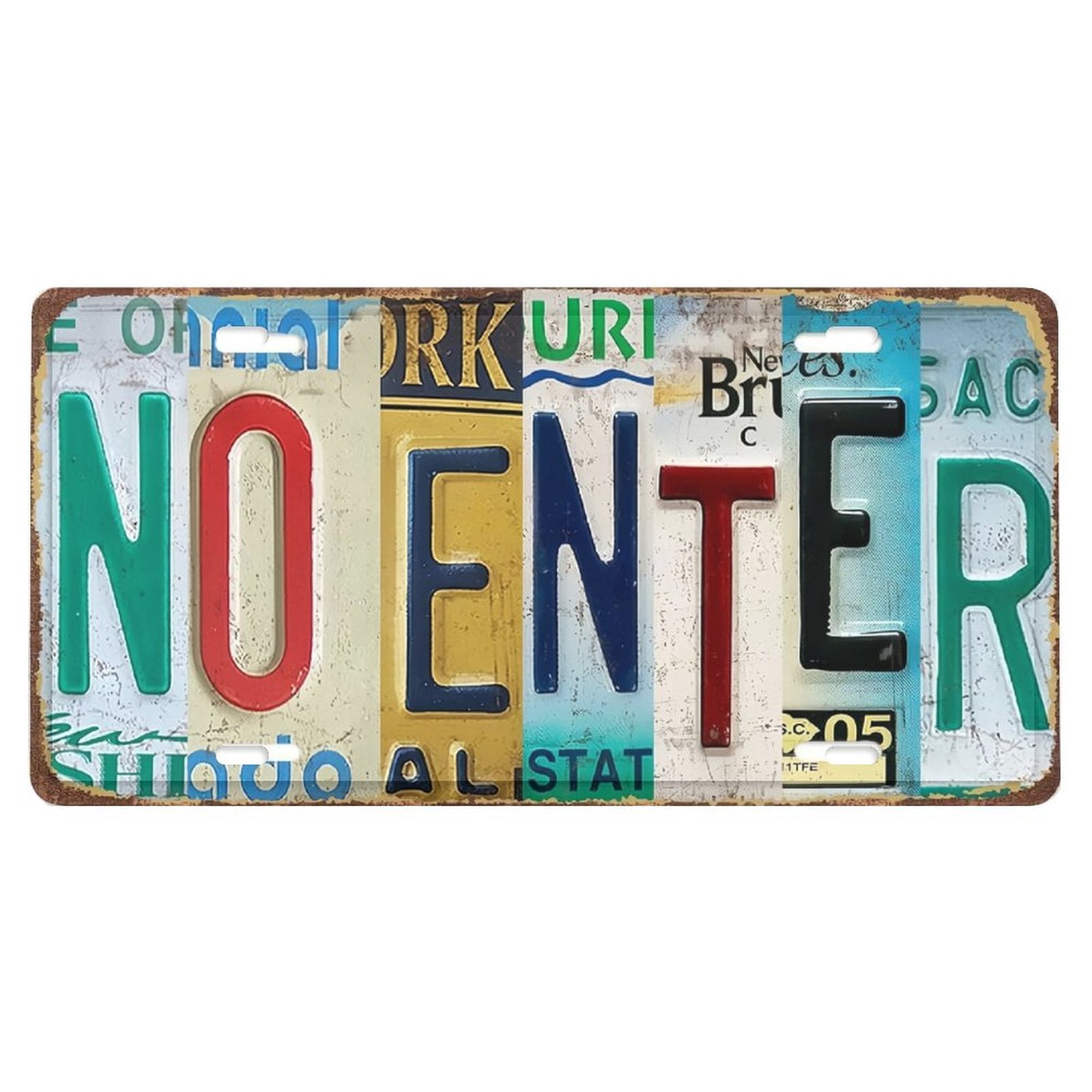 Metal signs:Vintage No Entry Sign Metal Tin Sign Old License Plate ...