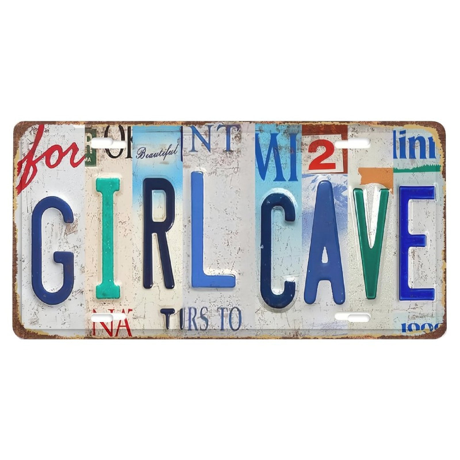 Metal signs:Vintage Girl Cave Metal Tin Sign Old License Plate Plate ...