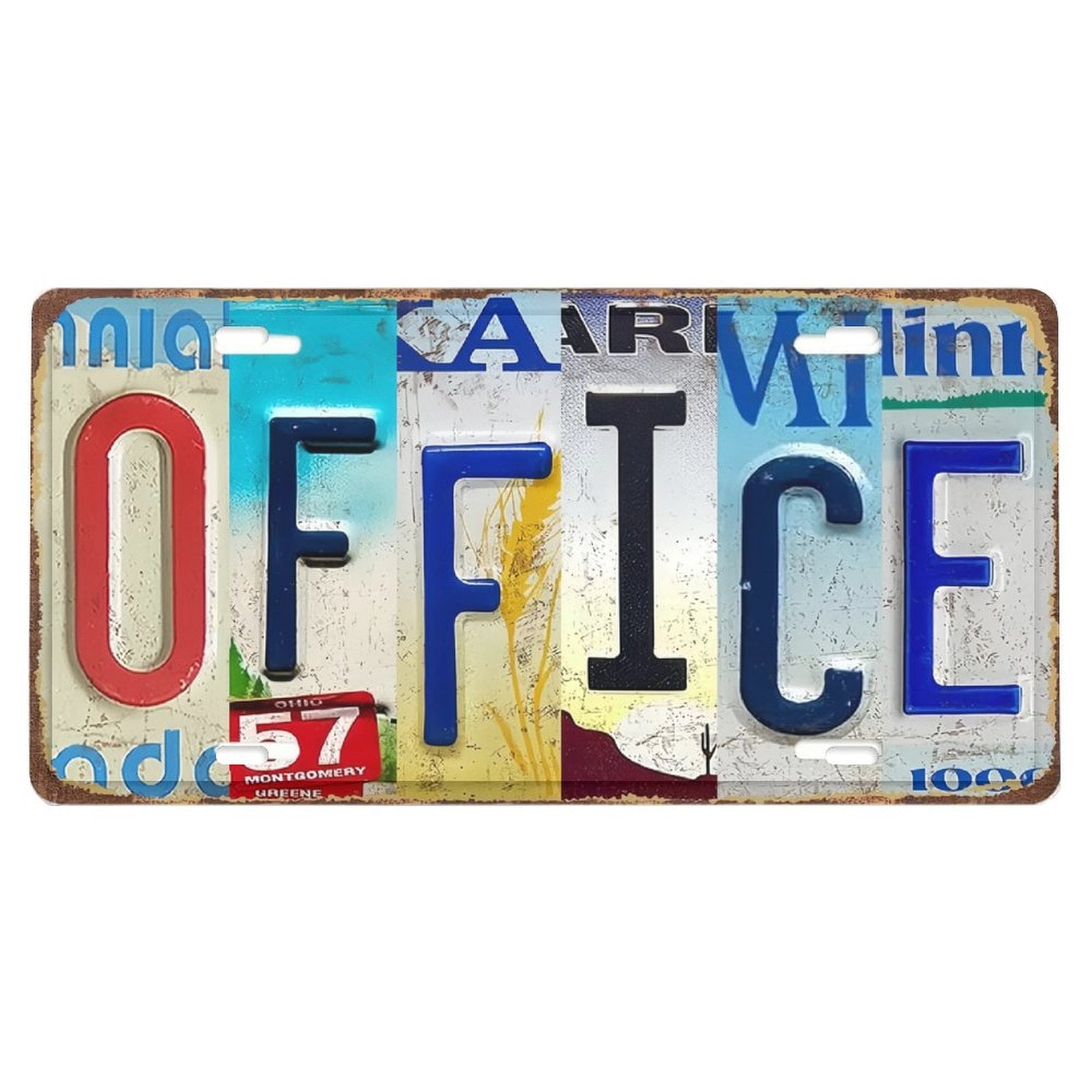 Metal signs: Vintage Office Door Metal Tin Sign Old License Plate Plate ...