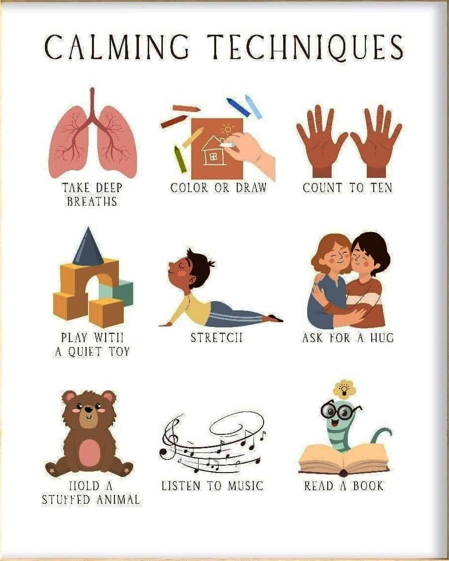 Metal tin Sign Calming Techniques Poster Calming Corner Strategies ...